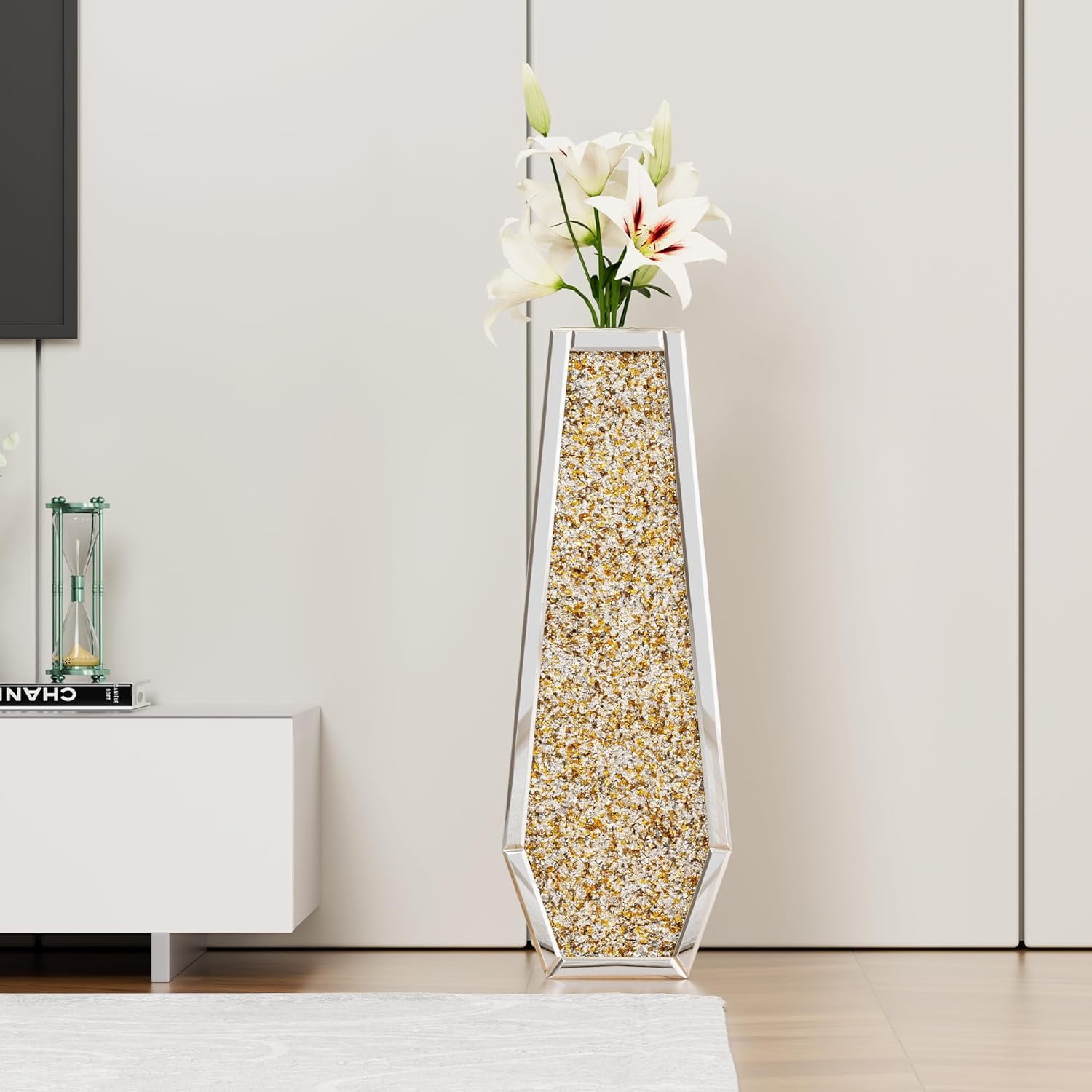 Large Floor Vases Tall 30 inches Standing Vase with Crushed Diamond and ...