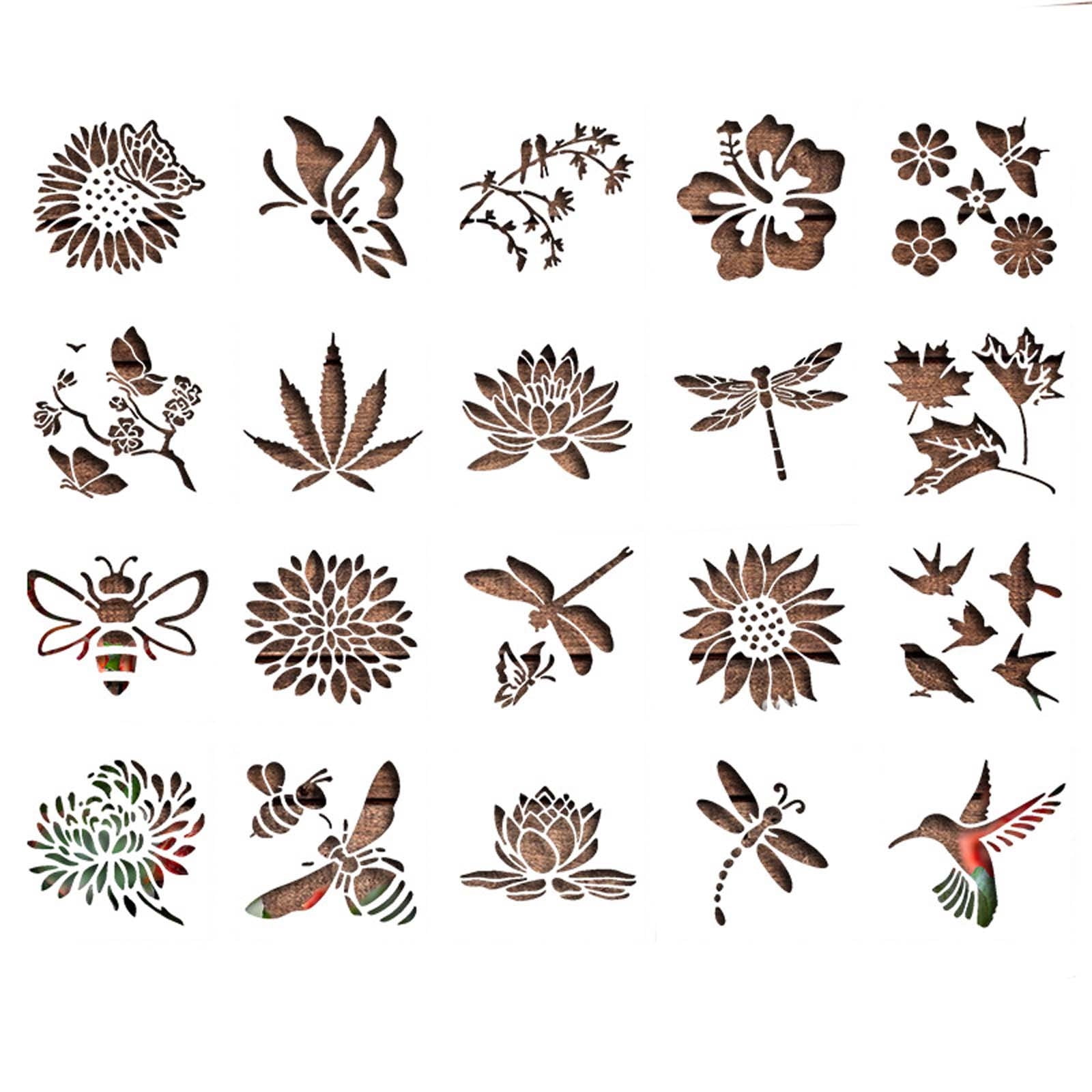 Large Floral Stencil Set for DIY Wall Art, Wooden Decor & Home Painting ...