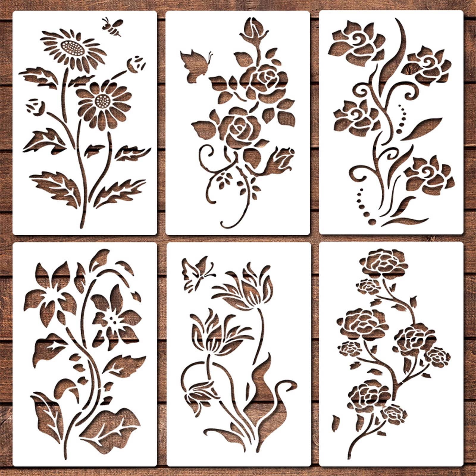 Large Floral Stencils, DIY Wall Art, Reusable Floral Patterns, for ...