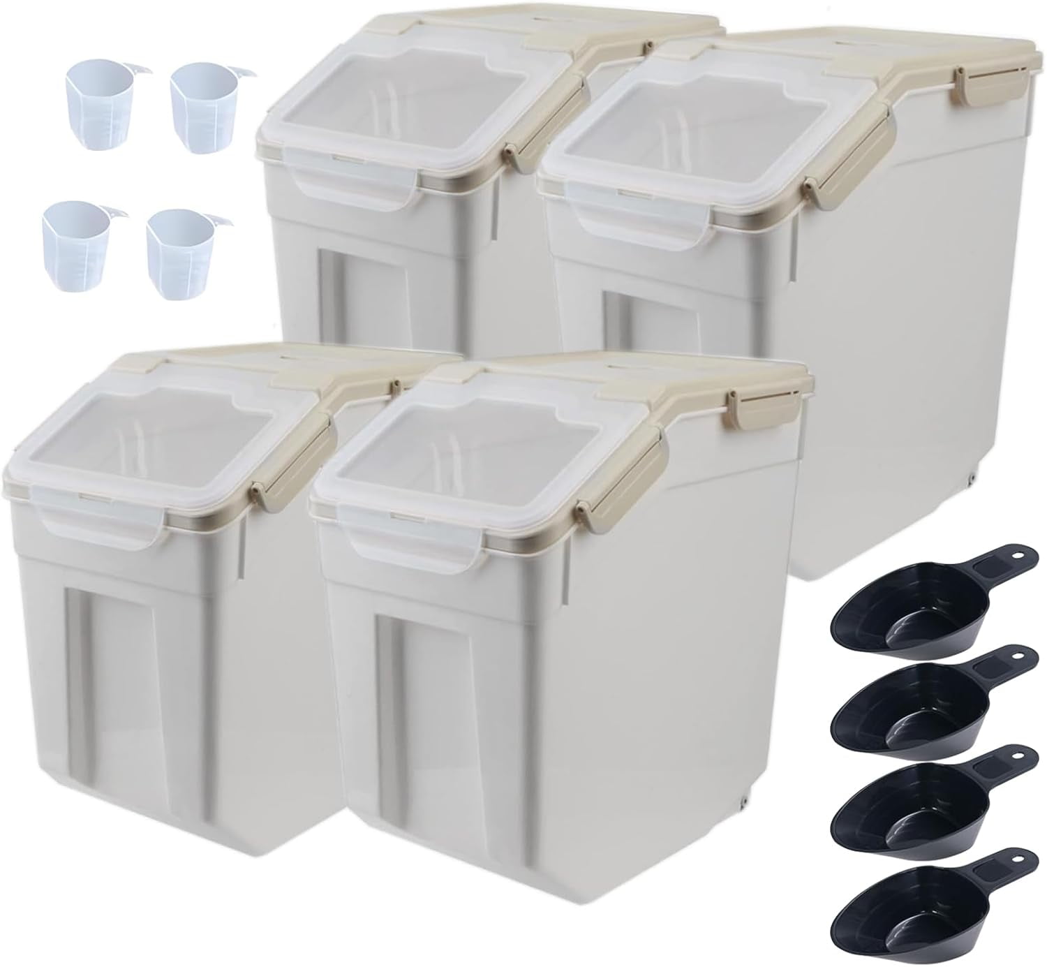 Large Flour Storage Container Bin 25lb, 4Pack Airtight Rice Containers ...