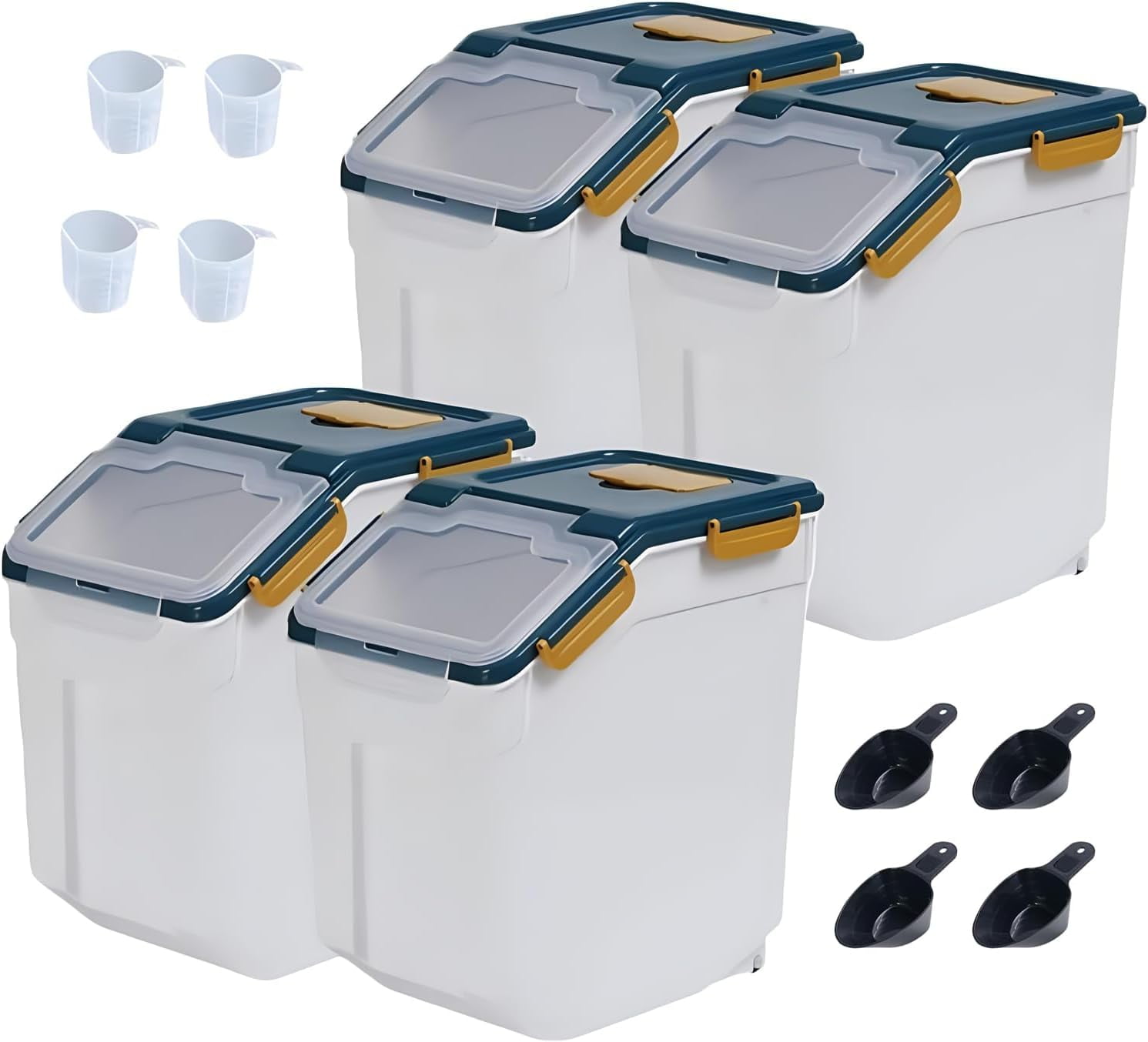 Large Flour Storage Container Bin 25lb, 4Pack Airtight Rice Storage ...