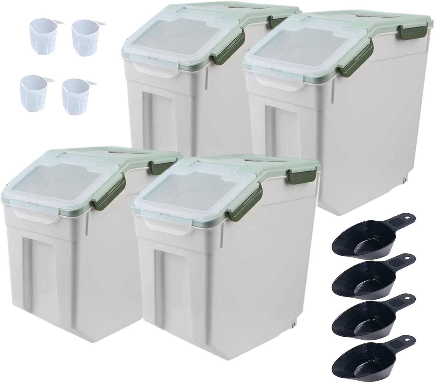 Large Flour Storage Container Bin 25lb, 4Pack Airtight Rice Storage ...