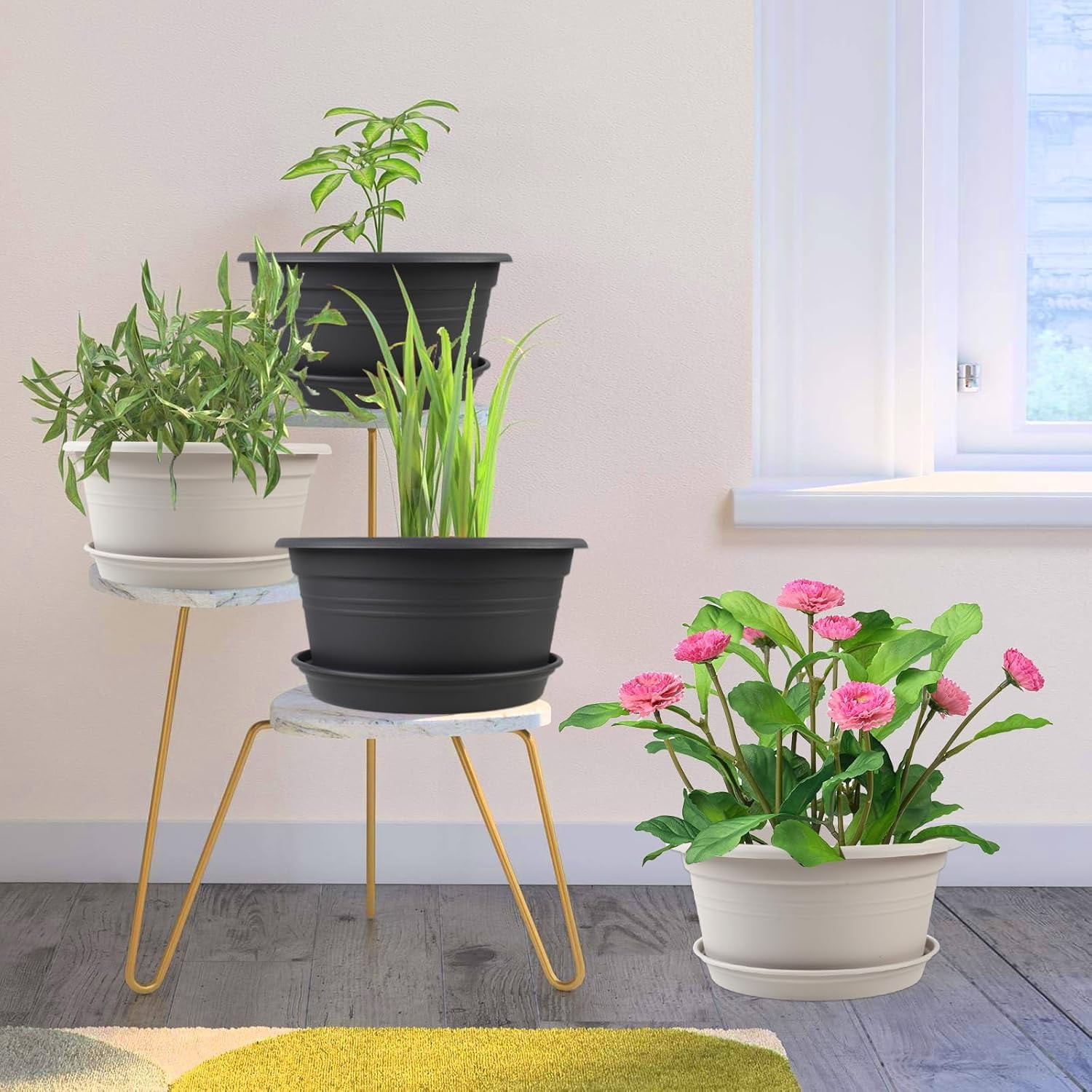 Large Flower Pots Set of 4 13 Inch, Flower Pots Large Outdoor Planters ...