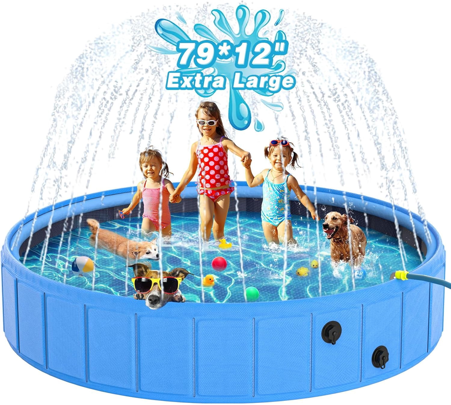 Large Foldable Dog Pool – 0.55MM PVC 2-in-1 Portable Bathtub ...