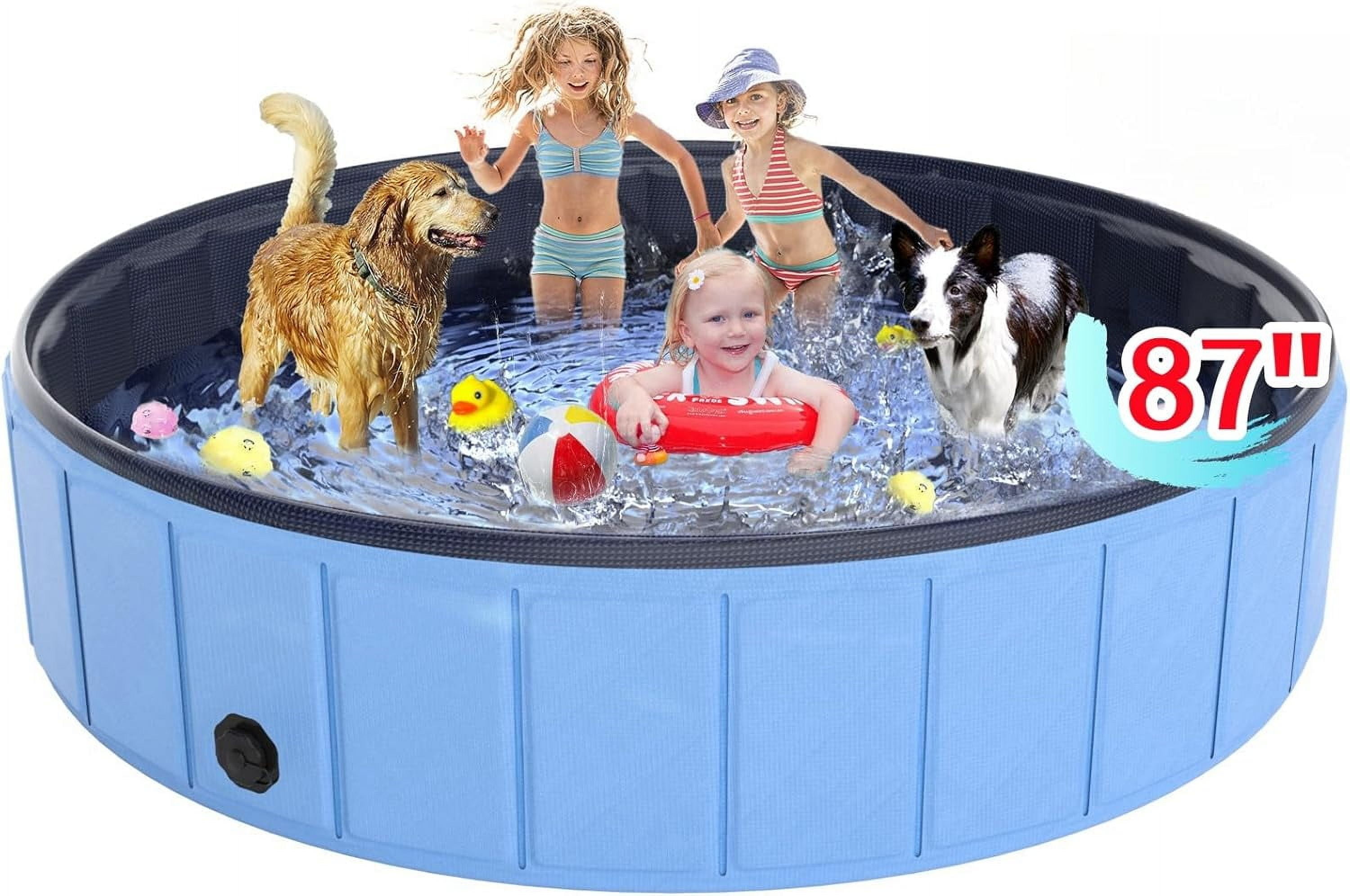 Large Foldable Dog Pool 87"x16", Oversize Foldable Dog Swimming Pool ...