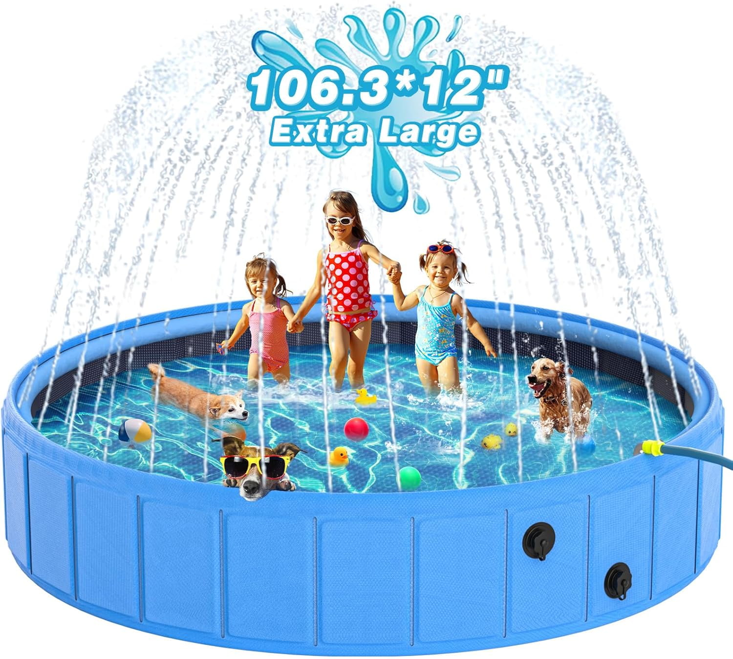 Large Foldable Dog Pool – Heavy Duty Portable 2-in-1 Pet Pool Bathtub ...