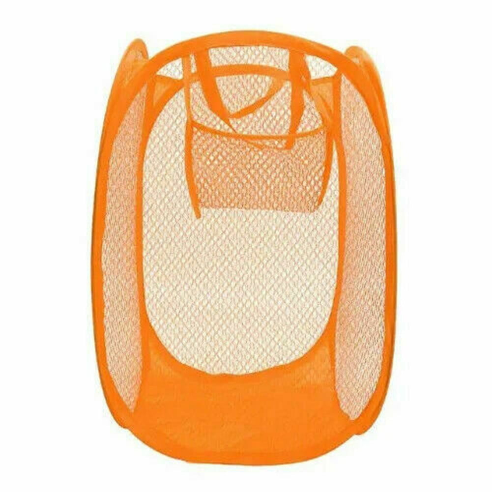 Large Foldable Laundry Hamper Mesh Clothes Basket Nylon Washing Bag ...