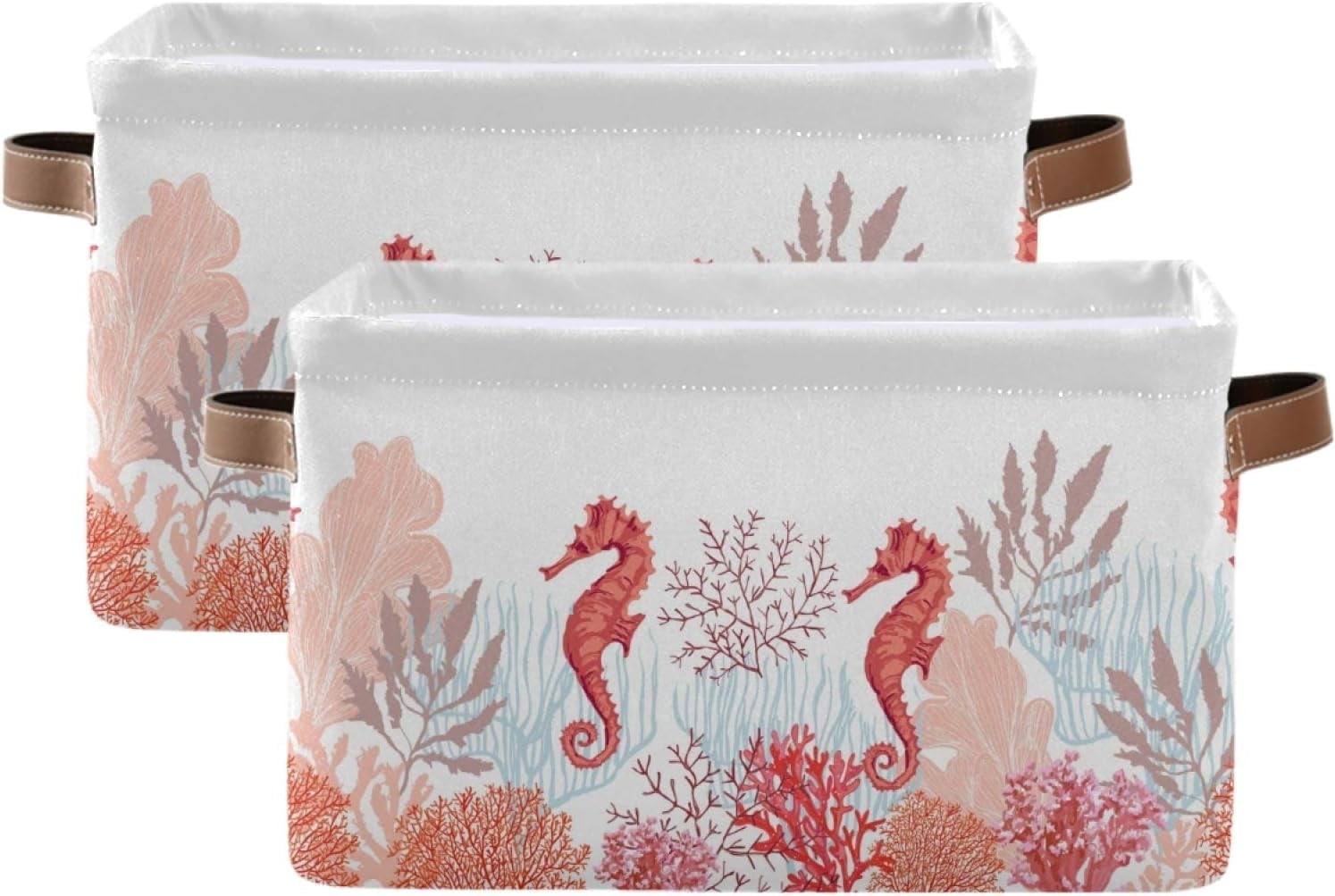 Large Foldable Storage Bin Beautiful Corals Sea Horse Fabric Storage ...