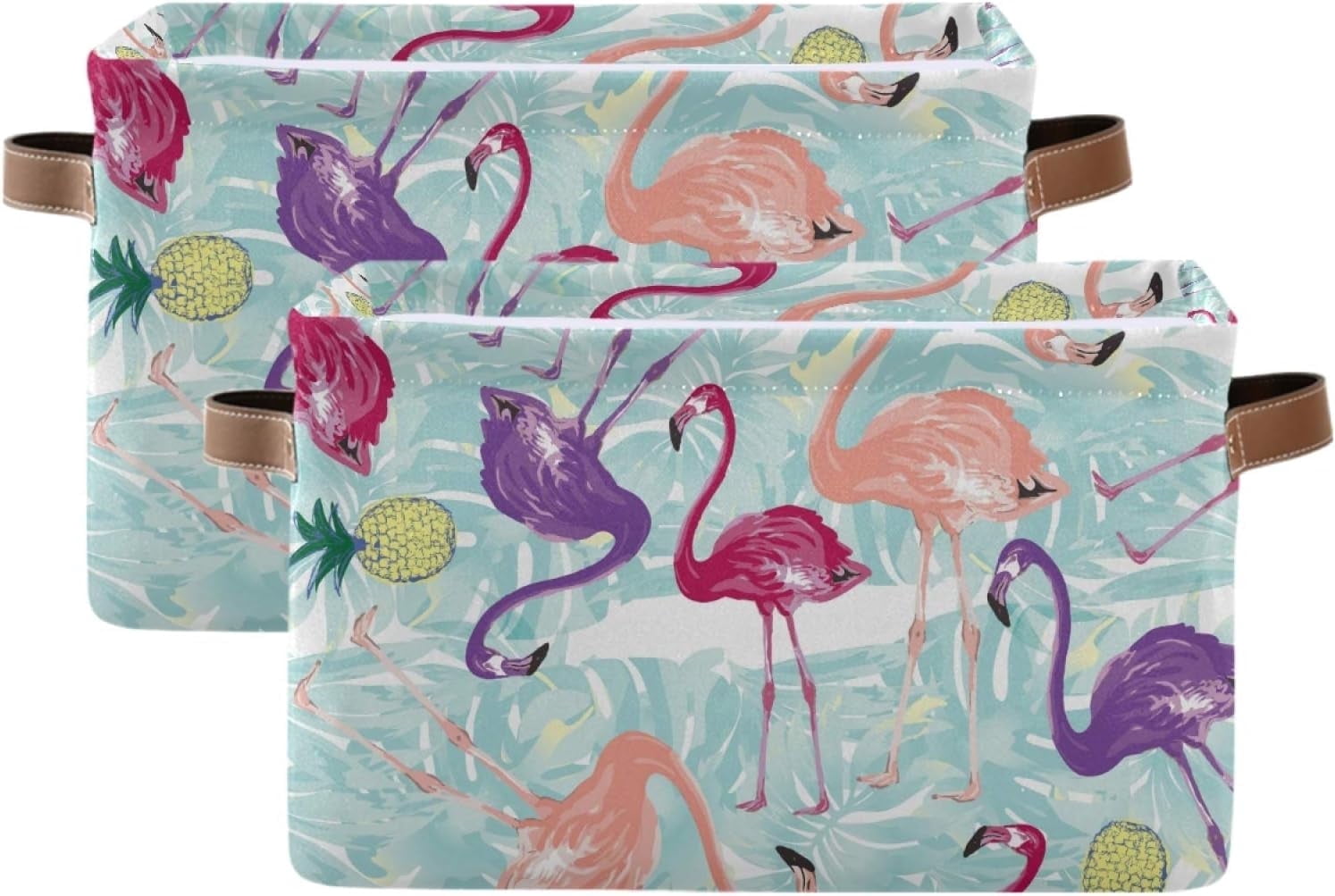 Large Foldable Storage Bin Bright Flamingos Fabric Storage Baskets ...