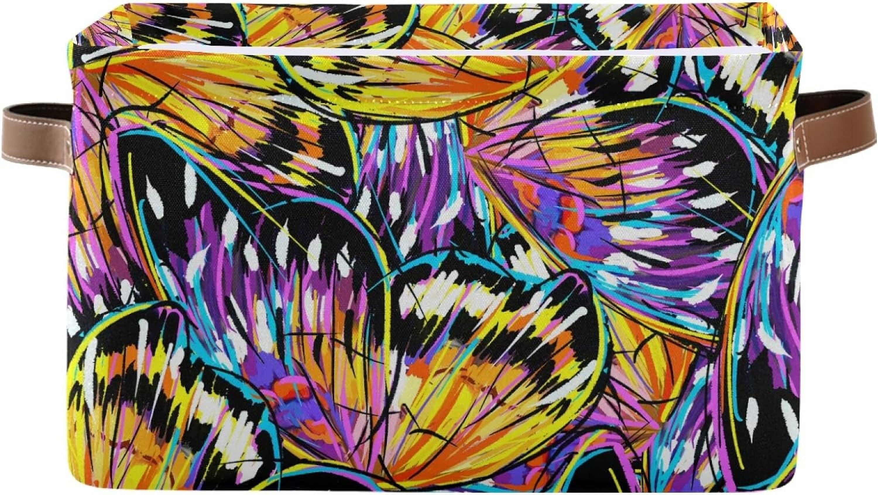 Large Foldable Storage Bin Colorful Butterfly Fabric Storage Baskets Collapsible Decorative ...