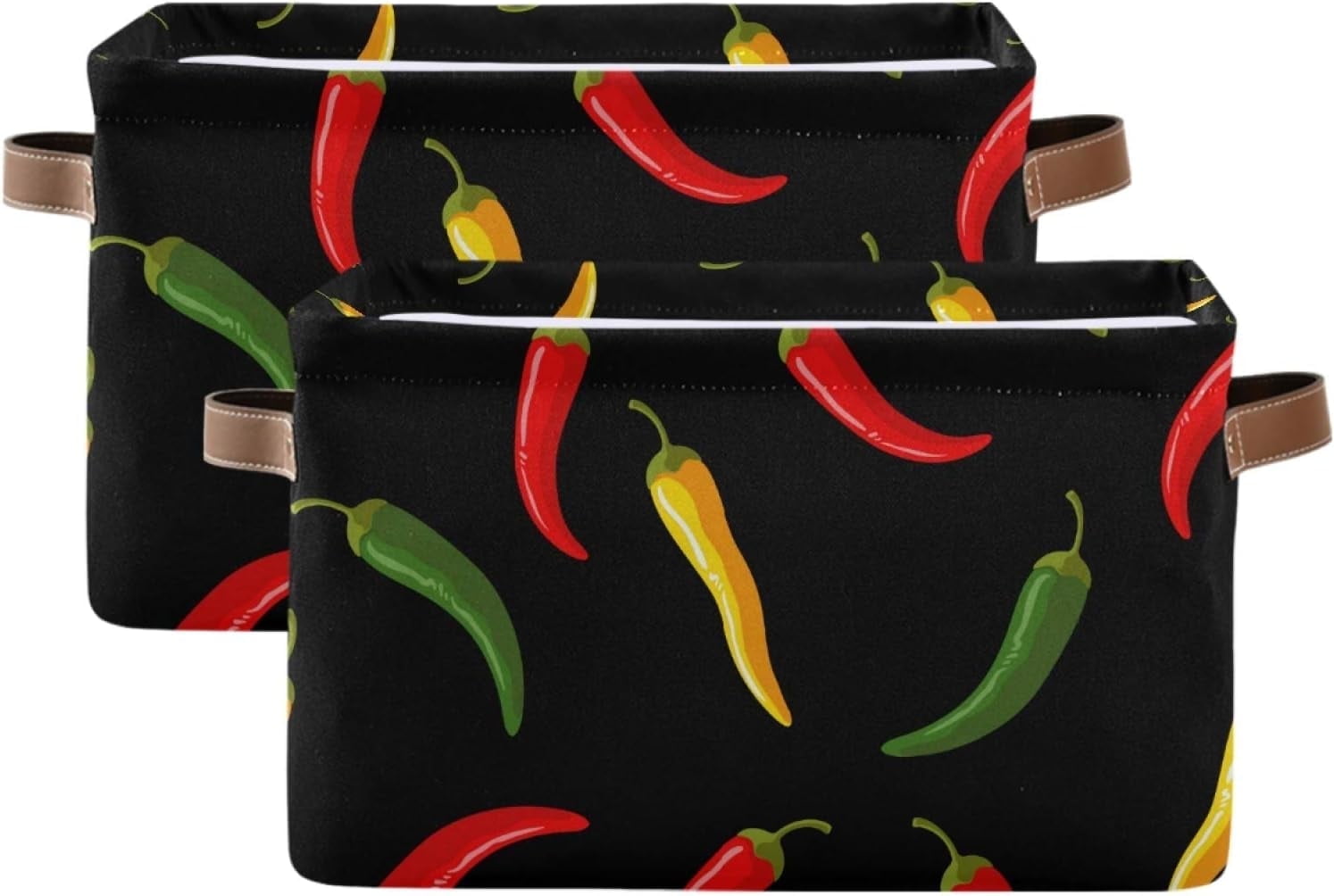Large Foldable Storage Bin Colorful Chili Pepper Fabric Storage Baskets ...