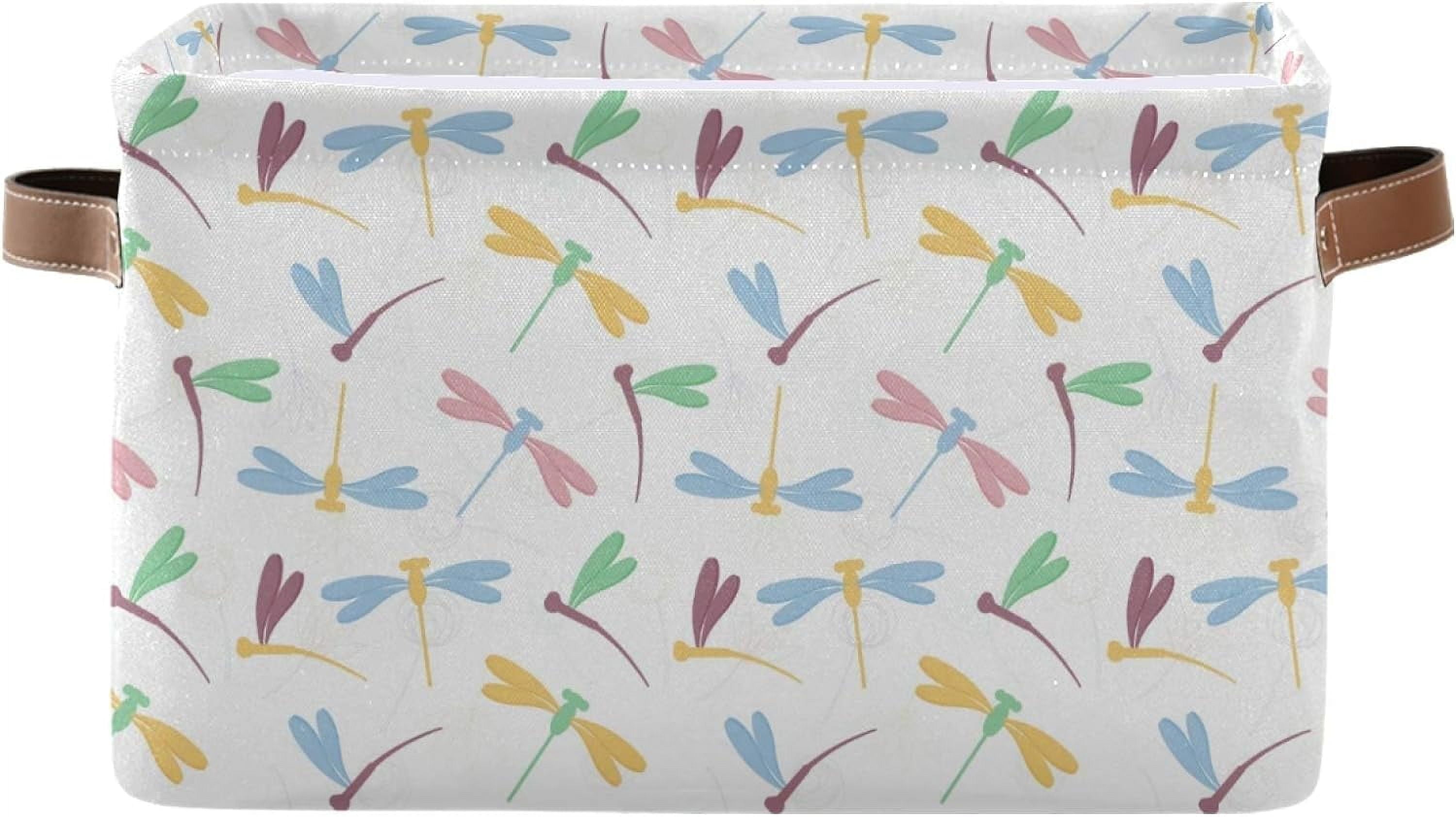 Large Foldable Storage Bin Colorful Dragonfly Fabric Storage Baskets Collapsible Decorative ...