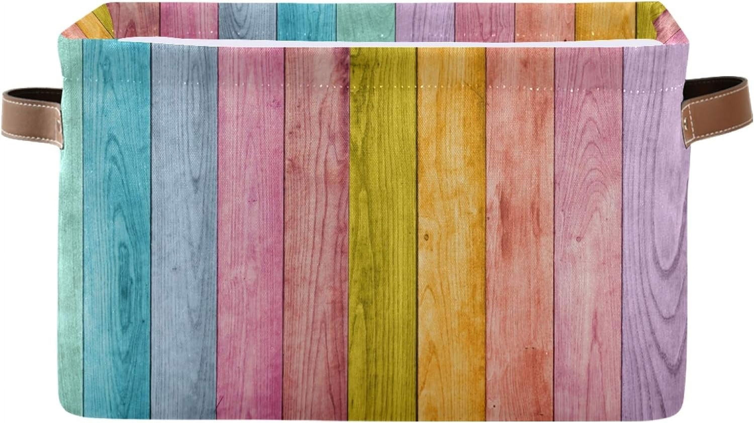 Large Foldable Storage Bin Colorful Wooden Fabric Storage Baskets ...