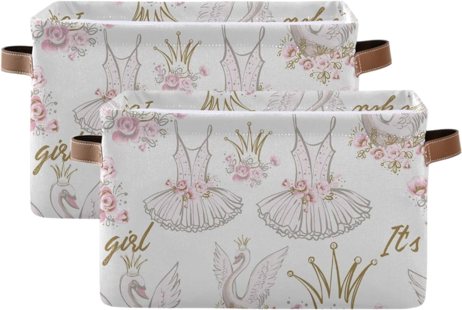 Large Foldable Storage Bin Cute Ballet Fabric Storage Baskets ...