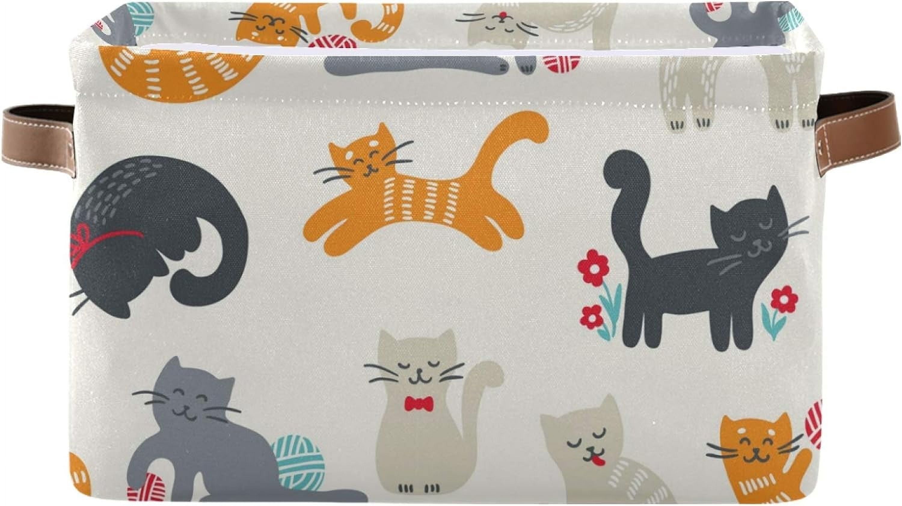 Large Foldable Storage Bin Cute Cats Fabric Storage Baskets Collapsible ...