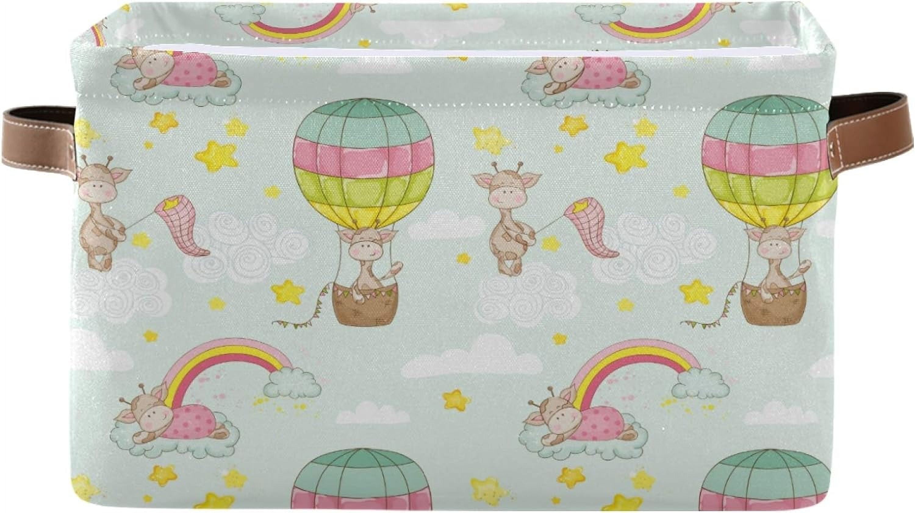Large Foldable Storage Bin Cute Giraffe Hor Air Balloon Fabric Storage ...