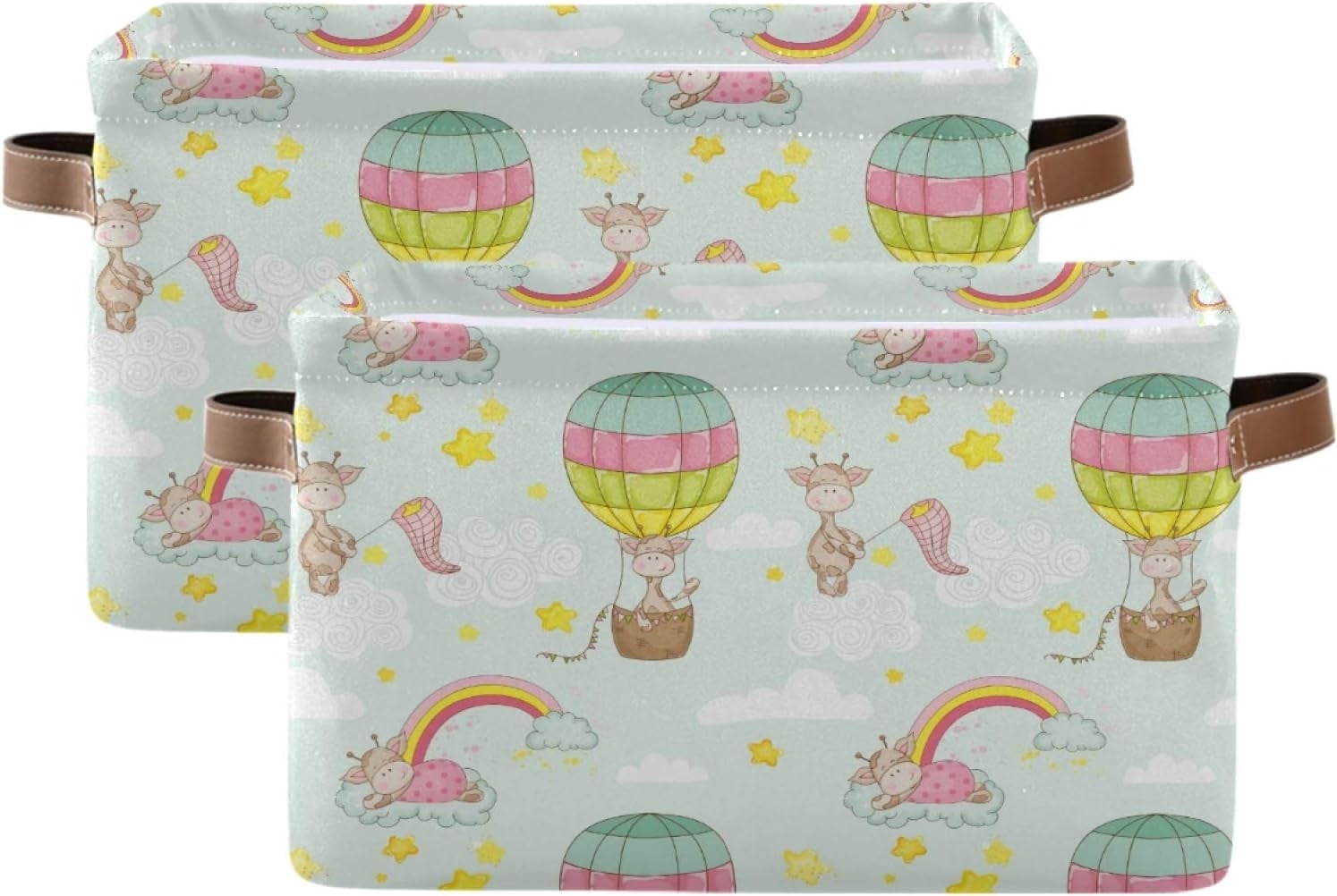 Large Foldable Storage Bin Cute Giraffe Hor Air Balloon Fabric Storage ...