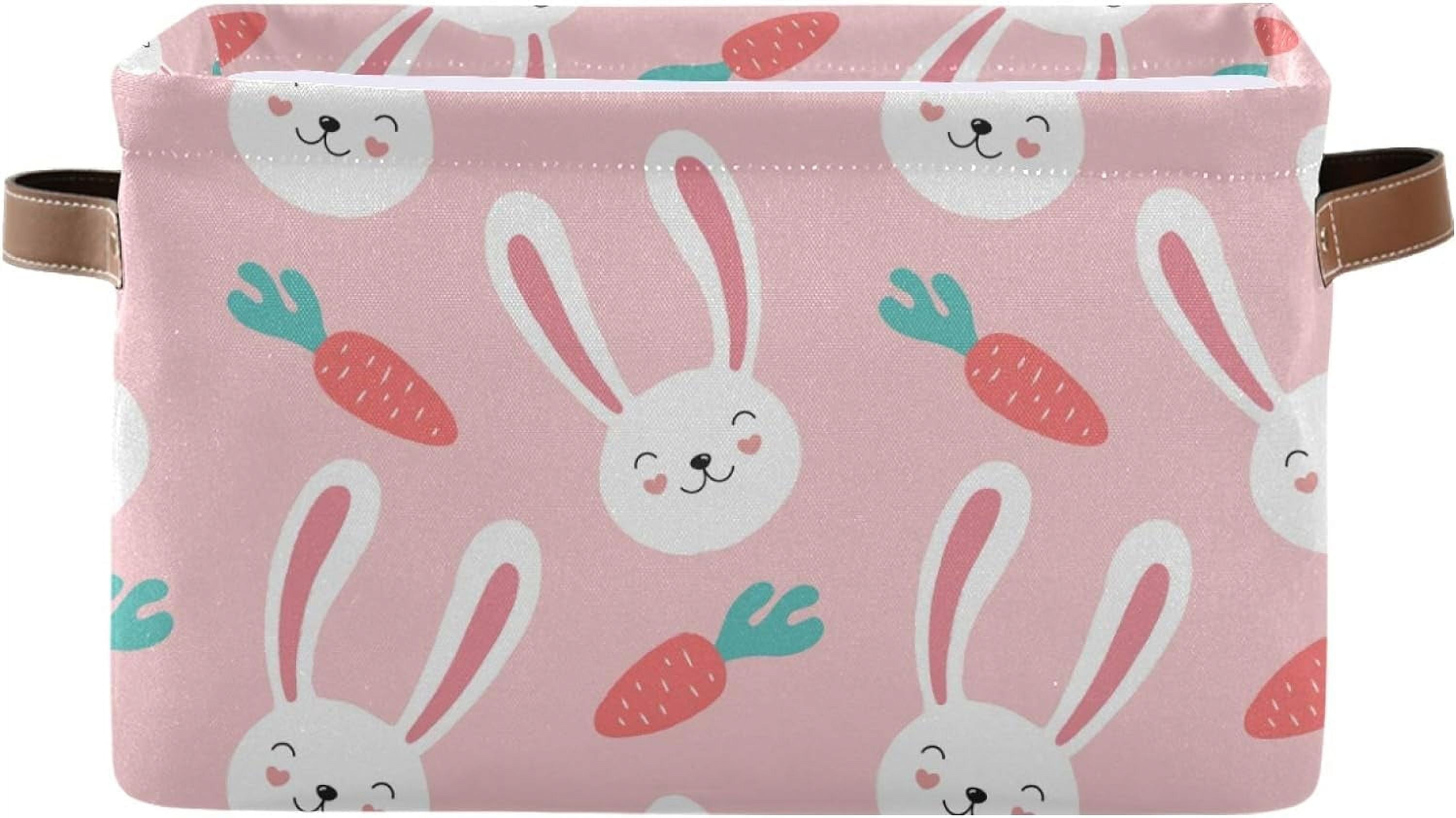 Large Foldable Storage Bin Cute Pink Rabbit Carrots Fabric Storage ...