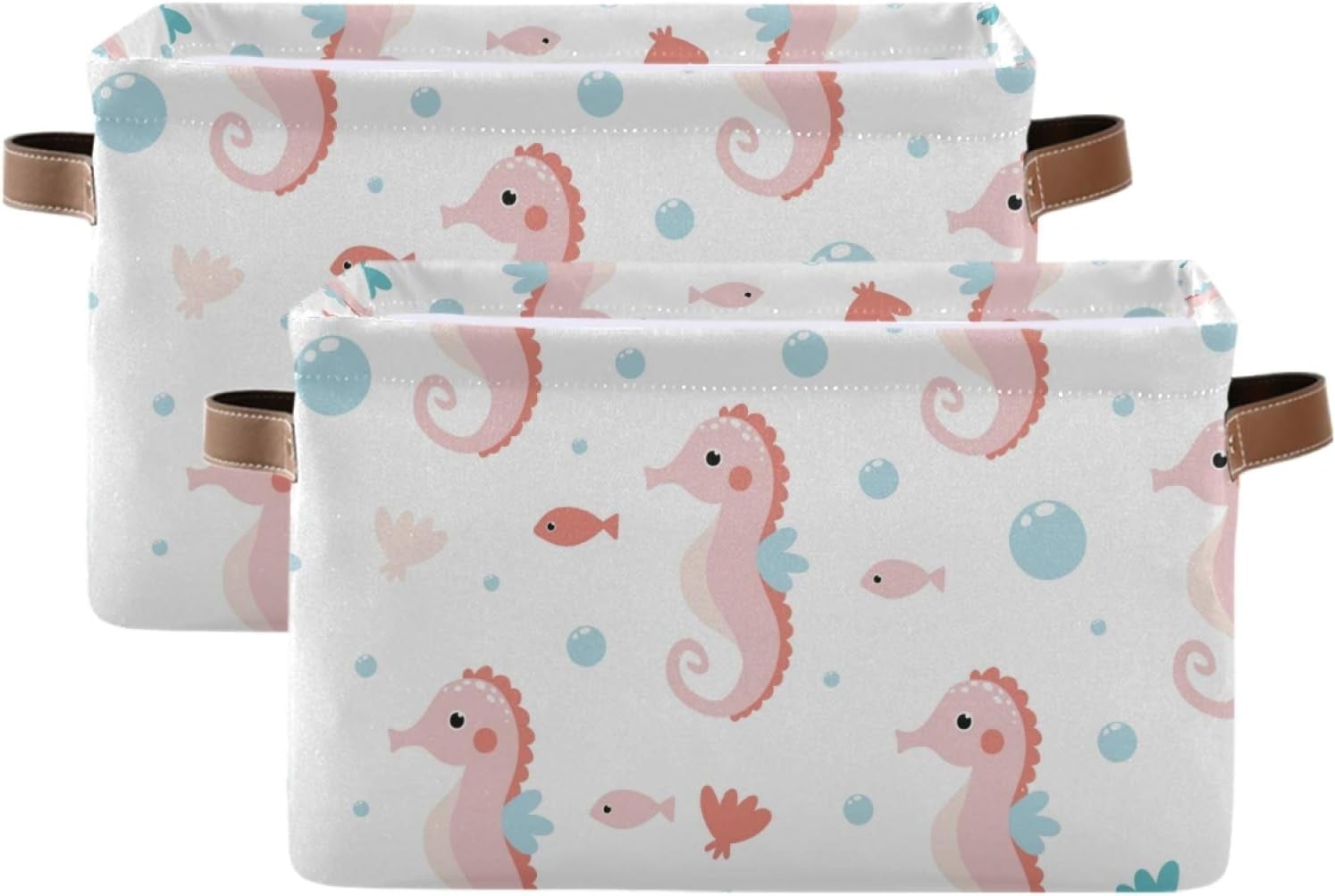 Large Foldable Storage Bin Cute Sea Horse Fabric Storage Baskets ...