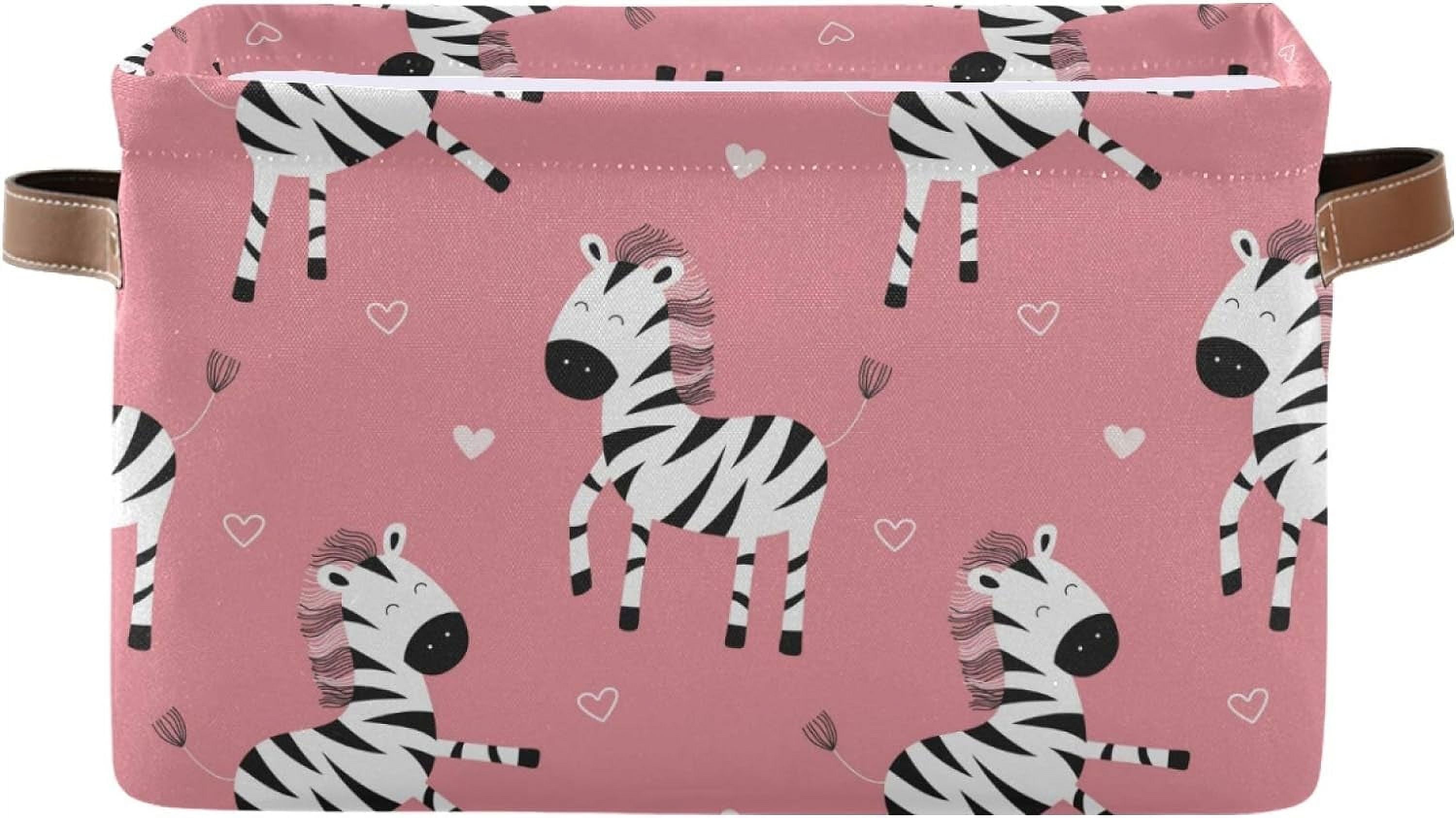 Large Foldable Storage Bin Cute Zebras Pink Fabric Storage Baskets ...