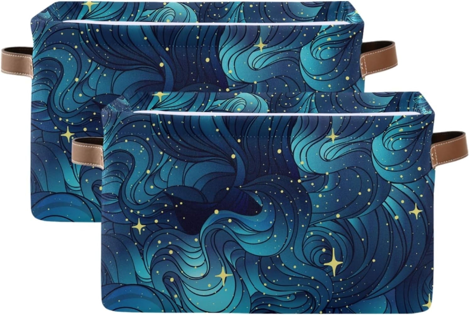 Large Foldable Storage Bin Decorative Doodle Starry Night Fabric ...