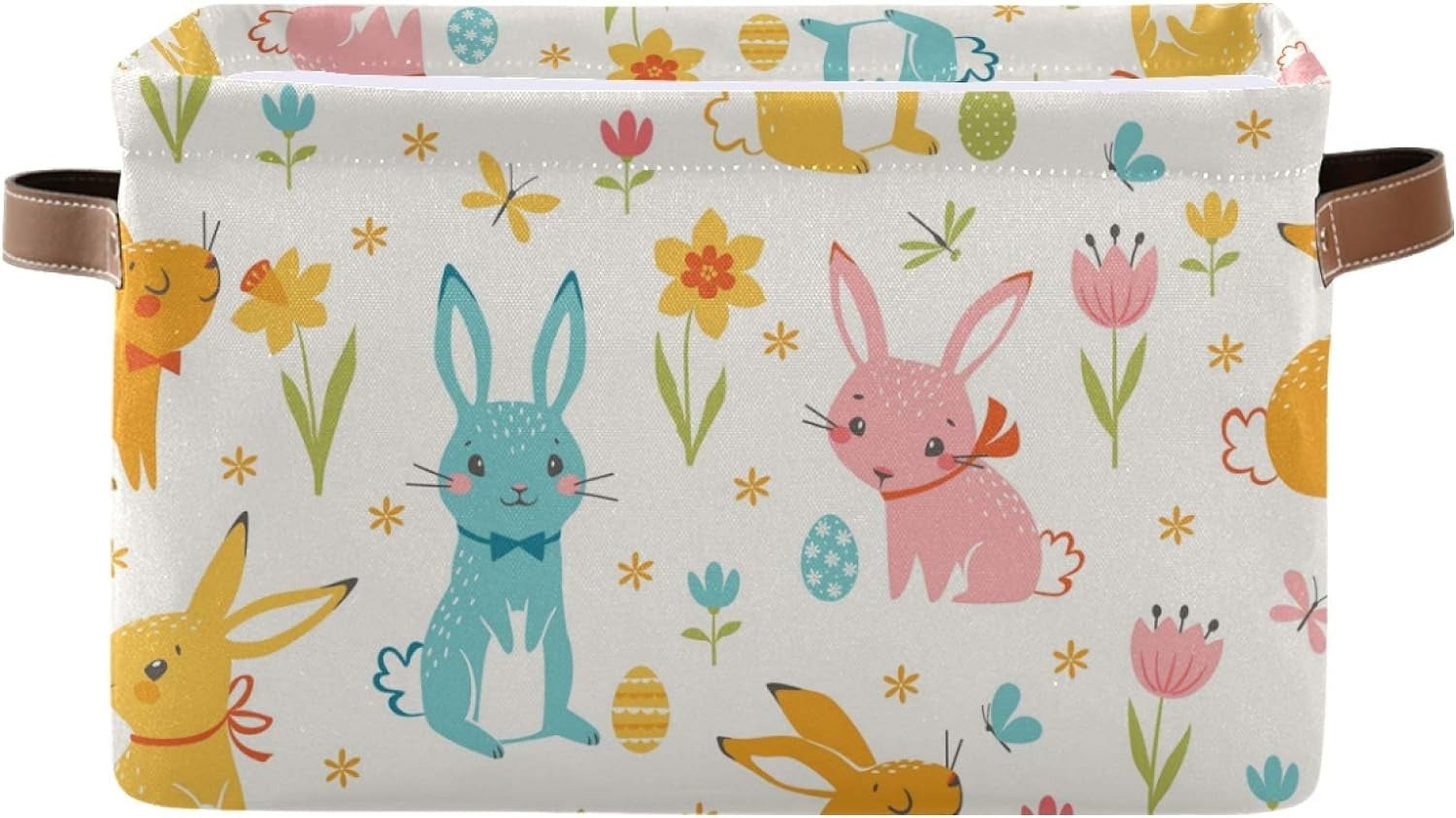 Large Foldable Storage Bin Easter Eggs Colorful Rabbits Fabric Storage ...