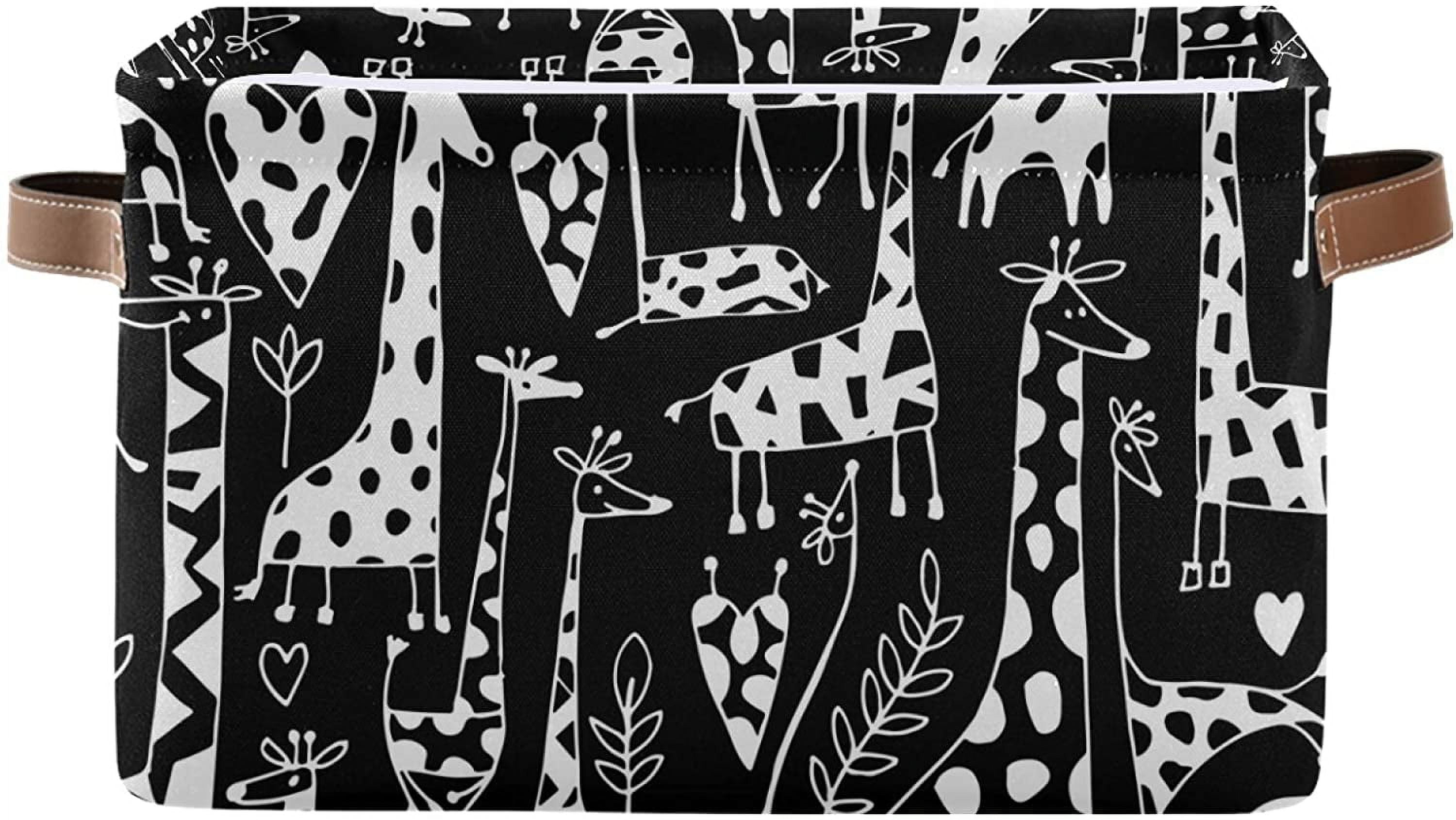 Large Foldable Storage Bin Funny Giraffes Sketch Fabric Storage Baskets ...
