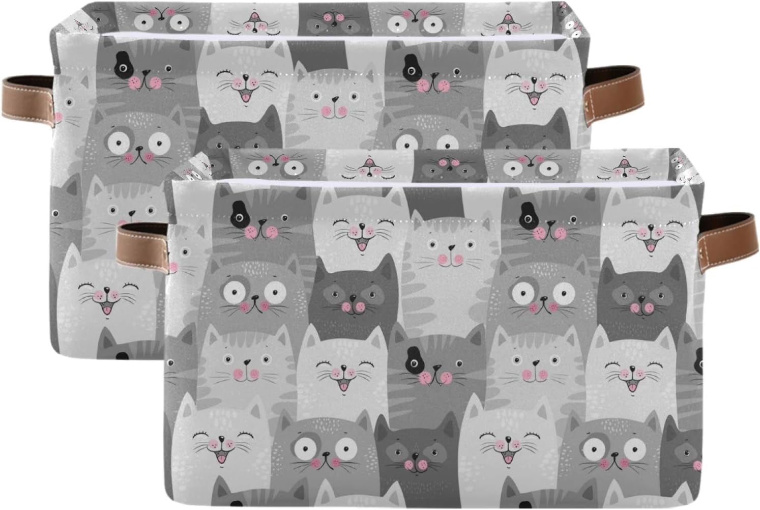Large Foldable Storage Bin Funny Grey Cats Fabric Storage Baskets ...