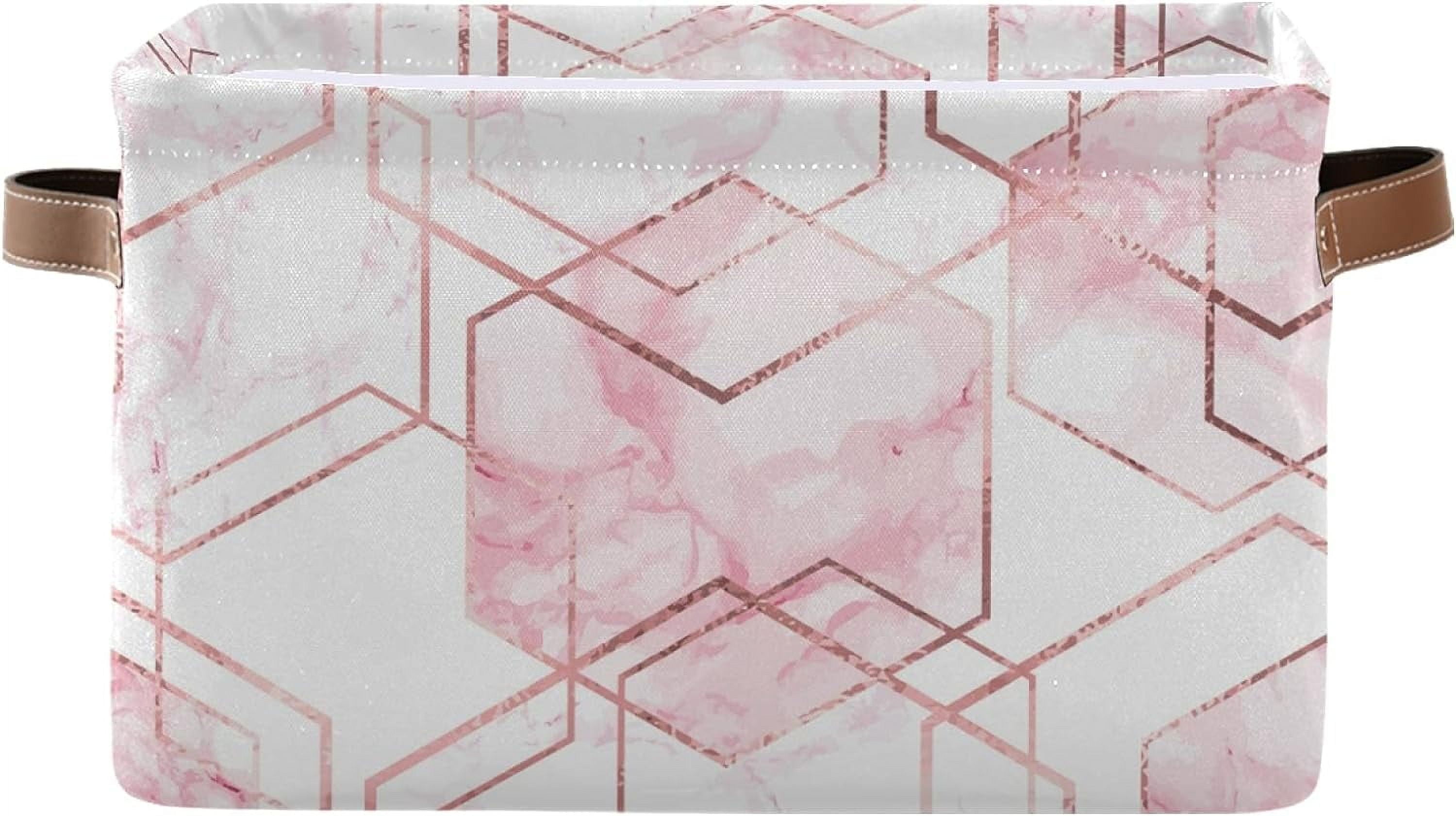 Large Foldable Storage Bin Gold Glitter Lines Rose Marble Fabric ...