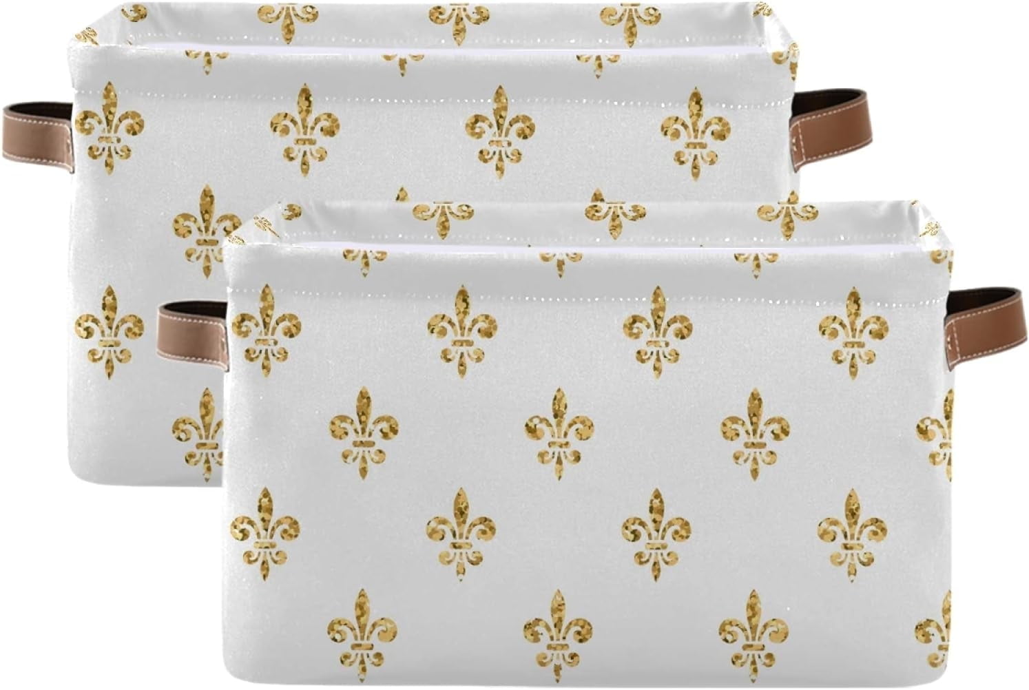 Large Foldable Storage Bin Golden Fleur Lis Fabric Storage Baskets ...
