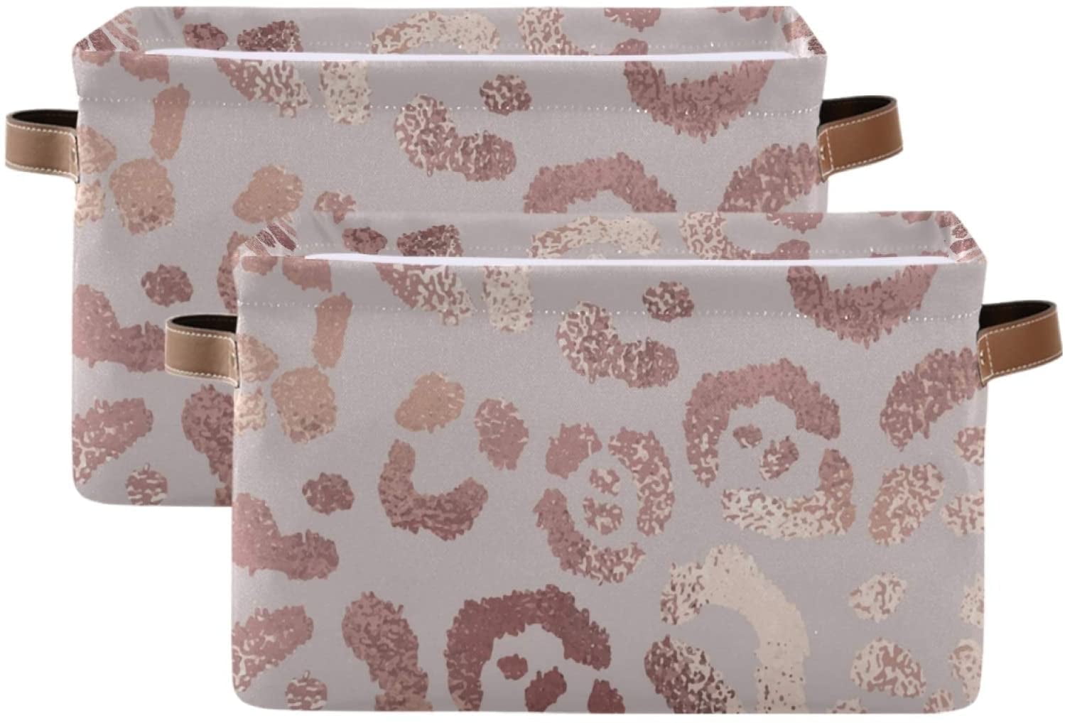 Large Foldable Storage Bin Leopard Skin Rose Gold Fabric Storage ...