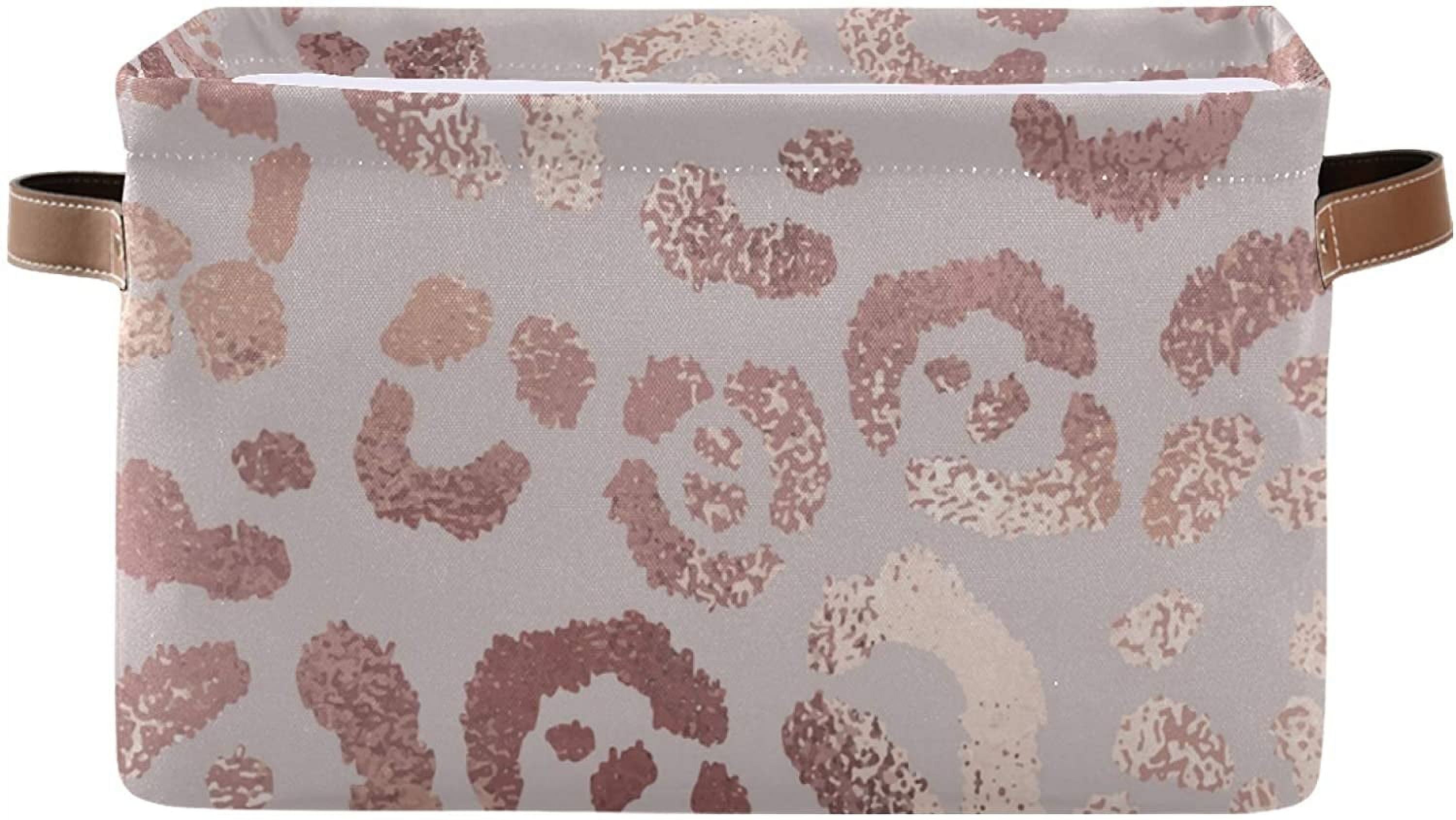 Large Foldable Storage Bin Leopard Skin Rose Gold Fabric Storage ...