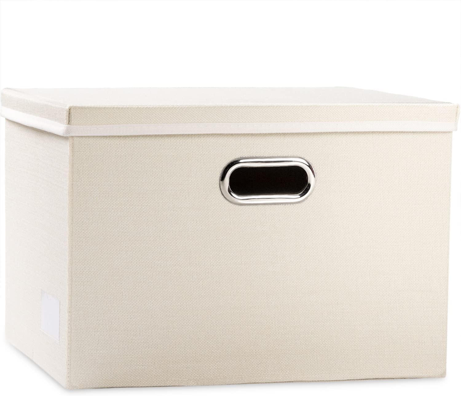 Large Foldable Storage Bin with Lid [1-Pack] Linen Fabric Decorative ...