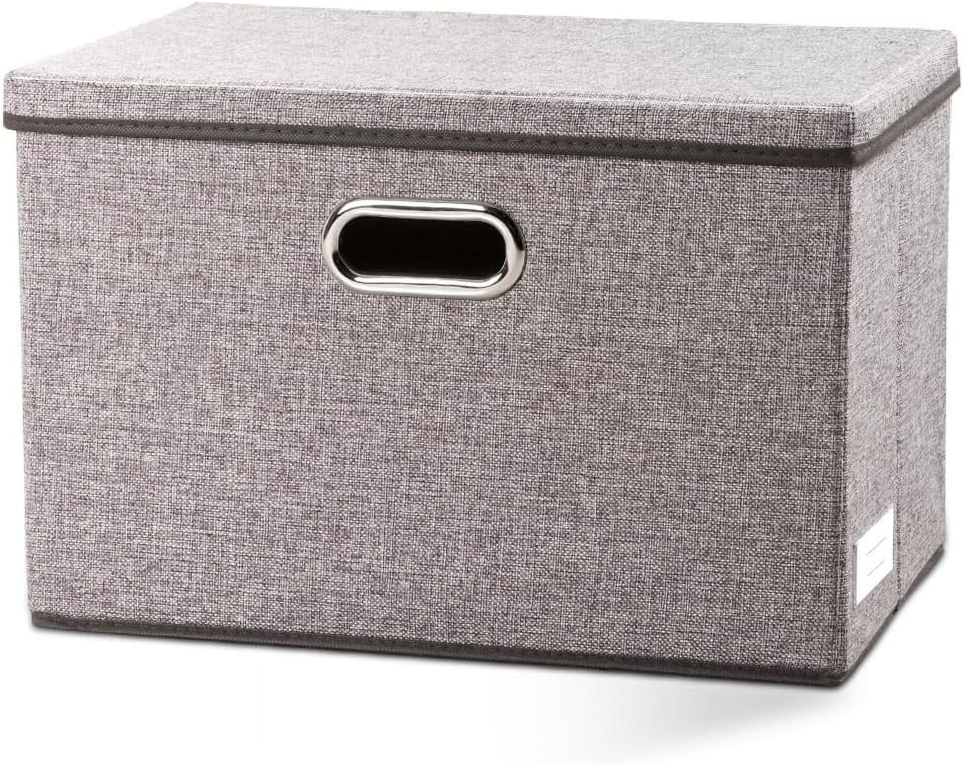 Large Foldable Storage Bin with Lid [1-Pack] Linen Fabric Decorative ...