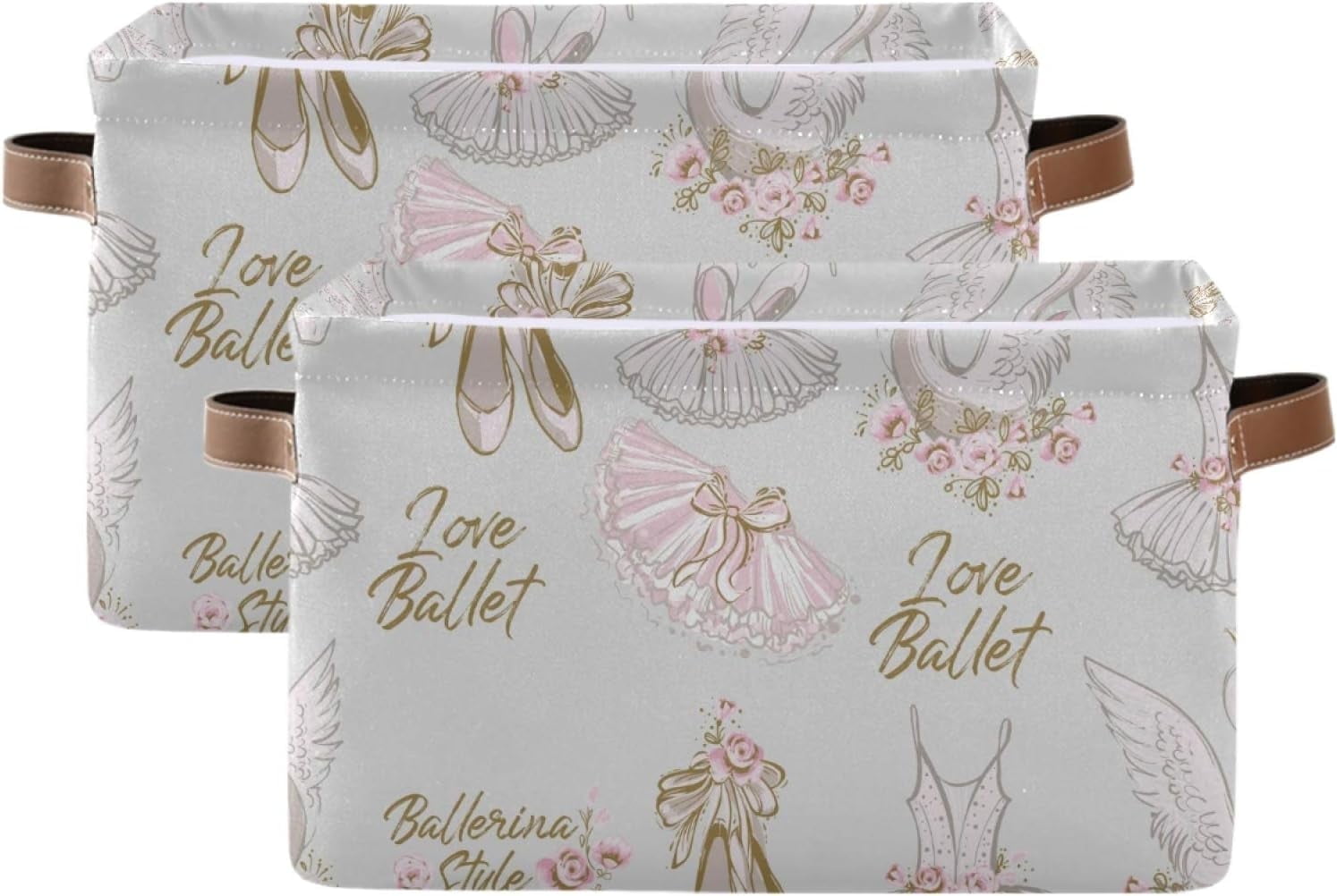 Large Foldable Storage Bin Love Ballet Fabric Storage Baskets ...
