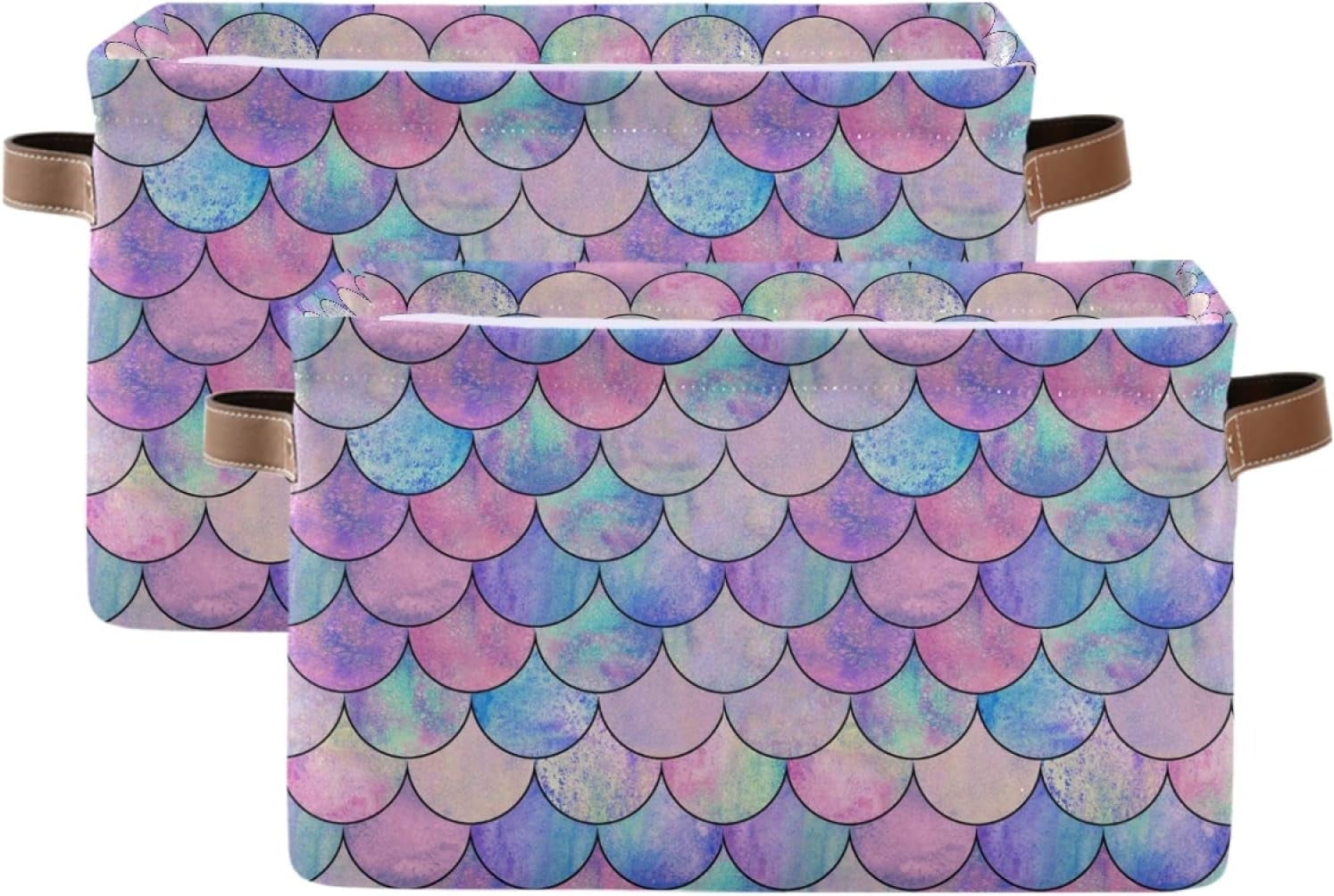 Large Foldable Storage Bin Mermaid Fish Scale Fabric Storage Baskets ...