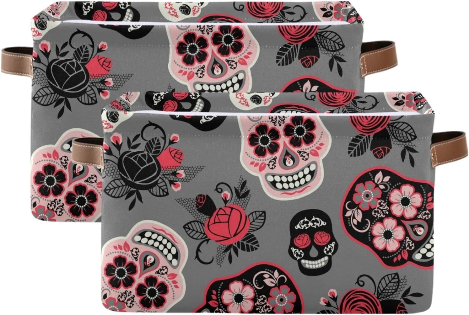 Large Foldable Storage Bin Mexican Sugar Skull Rose Fabric Storage ...