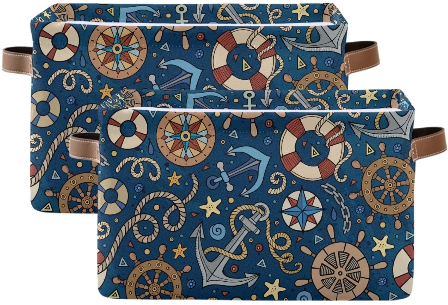 Large Foldable Storage Bin Nautical Marine Fabric Storage Baskets ...