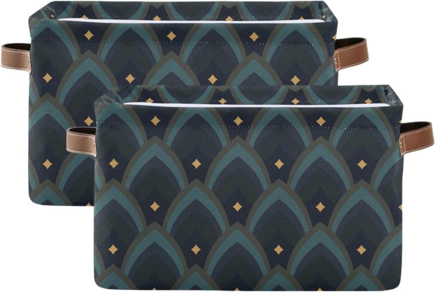 Large Foldable Storage Bin Peacock Feather Fabric Storage Baskets ...