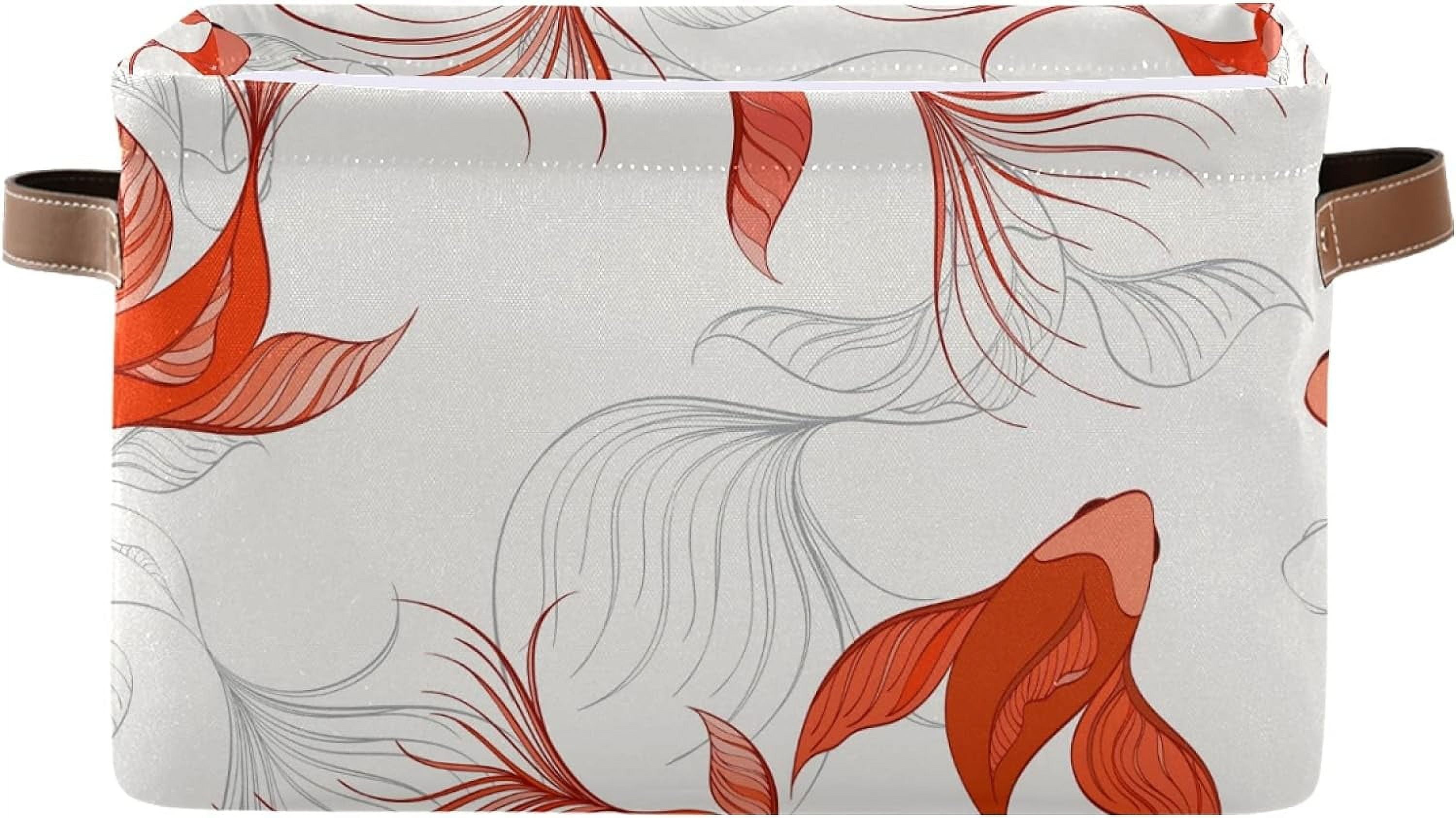 Large Foldable Storage Bin Red Koi Fish Fabric Storage Baskets ...