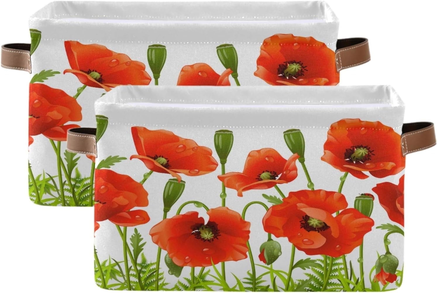 Large Foldable Storage Bin Red Poppy Flowers Fabric Storage Baskets ...