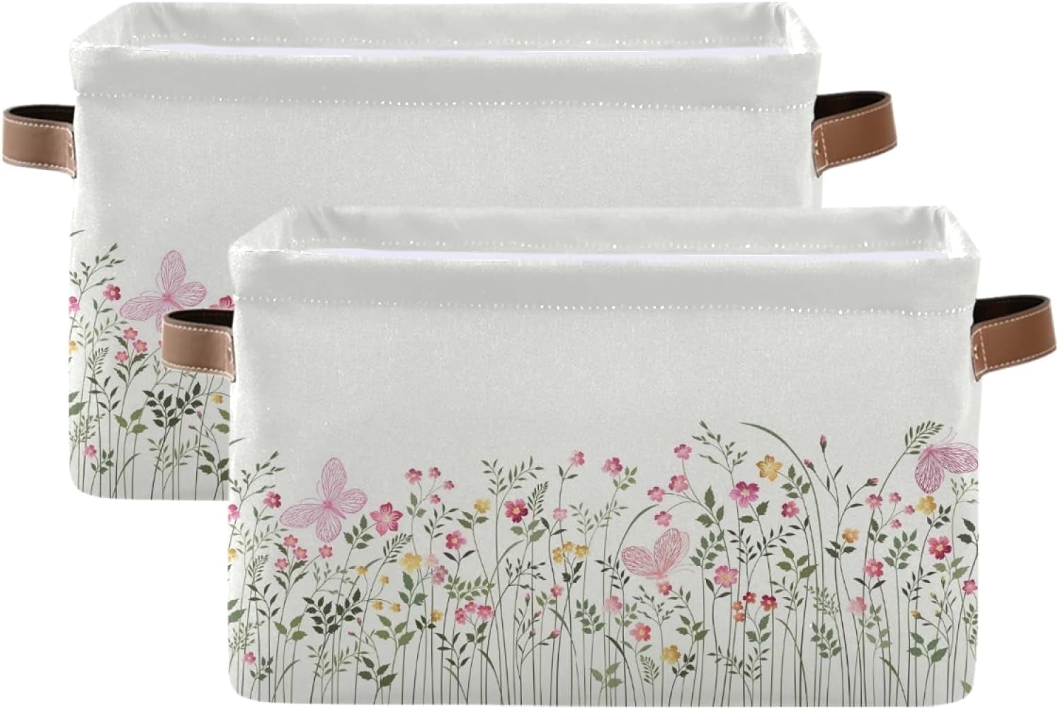 Large Foldable Storage Bin Rose Butterfly Fabric Storage Baskets ...