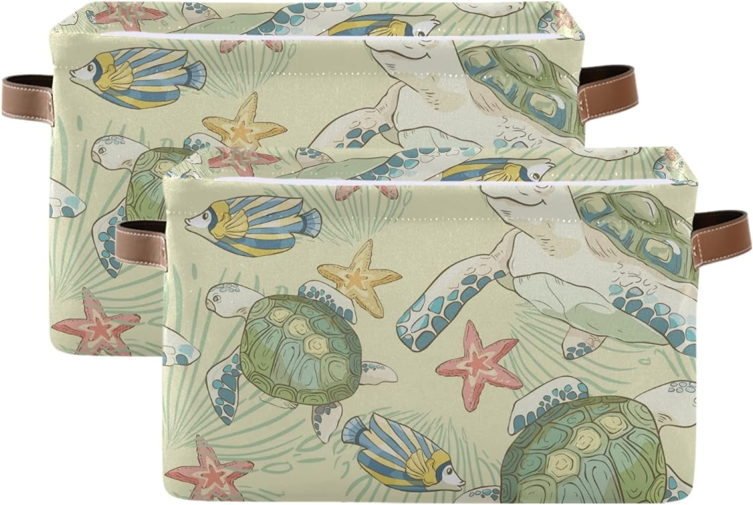 Large Foldable Storage Bin Sea Fish Turtles Fabric Storage Baskets ...