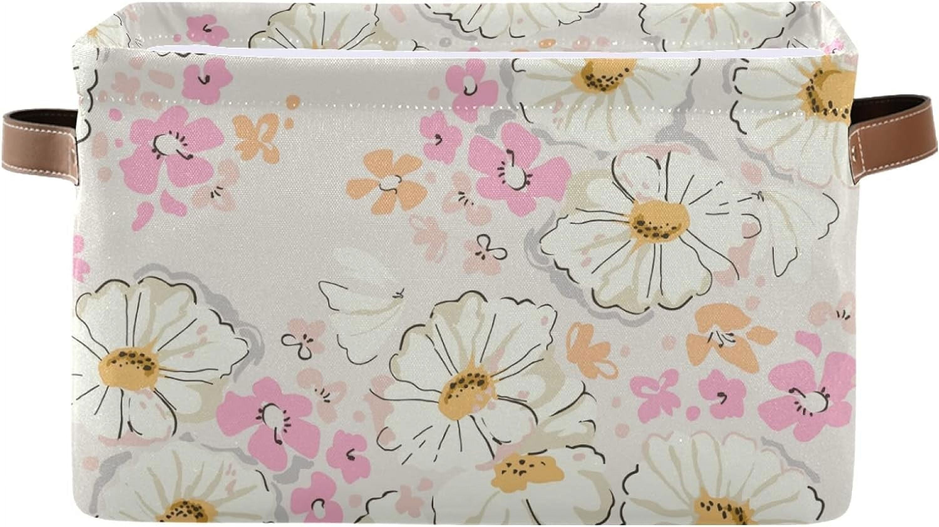 Large Foldable Storage Bin Soft Daisies Fabric Storage Baskets ...