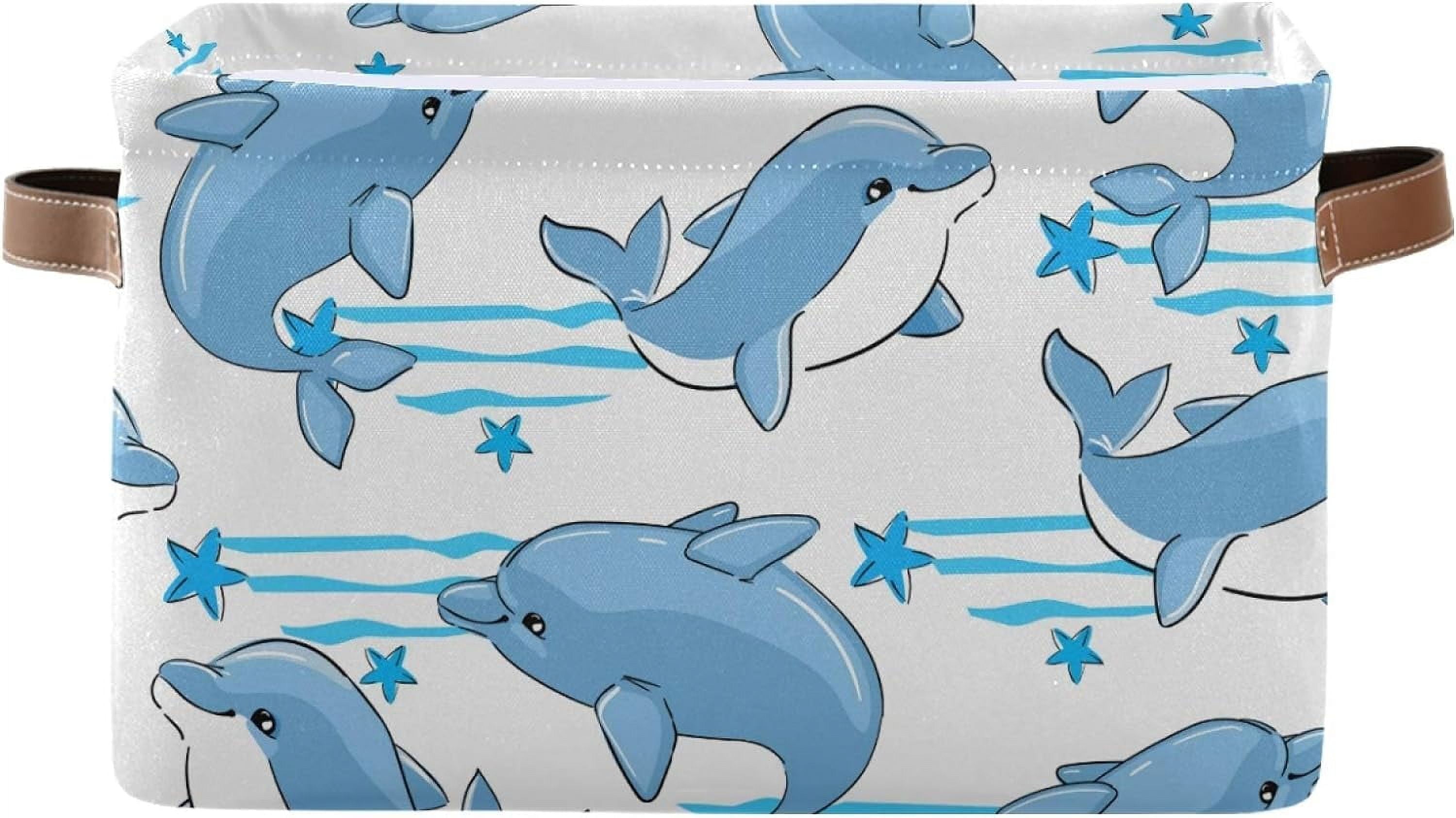 Large Foldable Storage Bin Summer Dolphin Fabric Storage Baskets ...