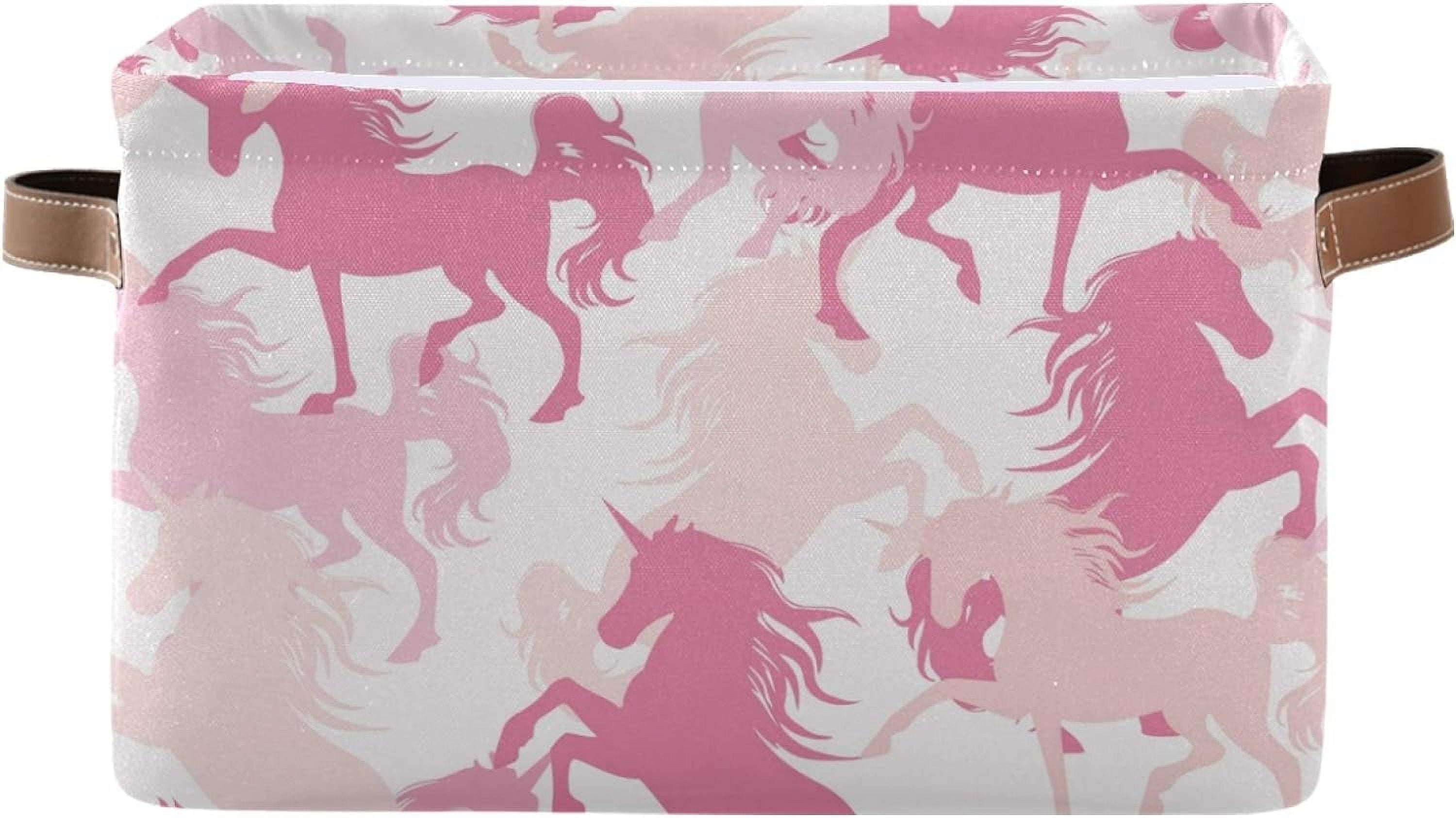 Large Foldable Storage Bin Tender Pink Unicorn Girls Fabric Storage ...