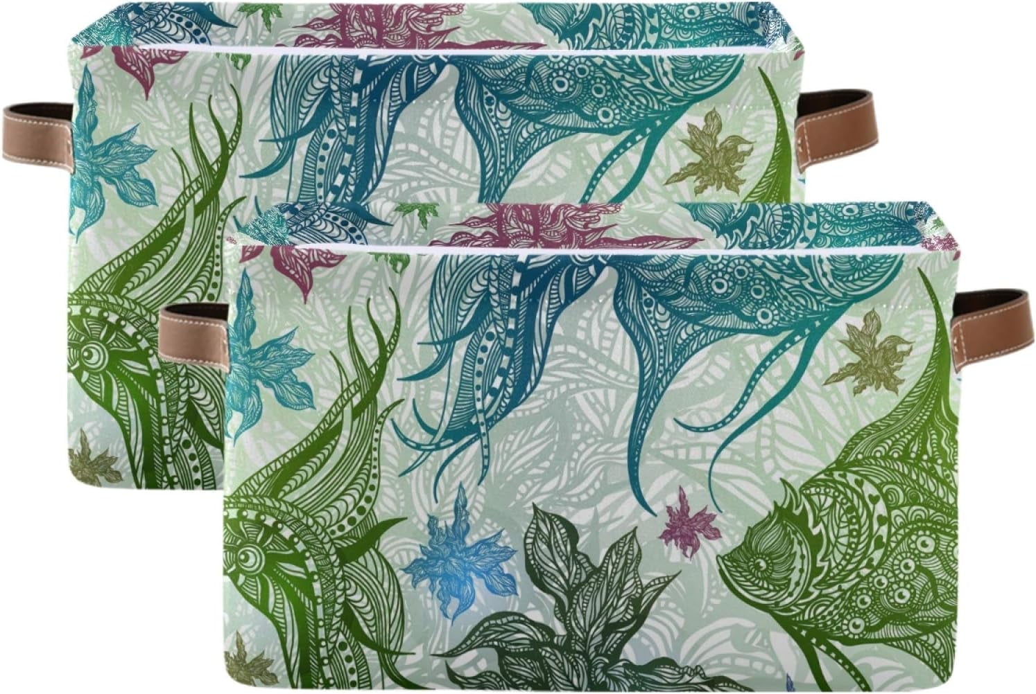 Large Foldable Storage Bin Underwater Abstract Fish Fabric Storage ...