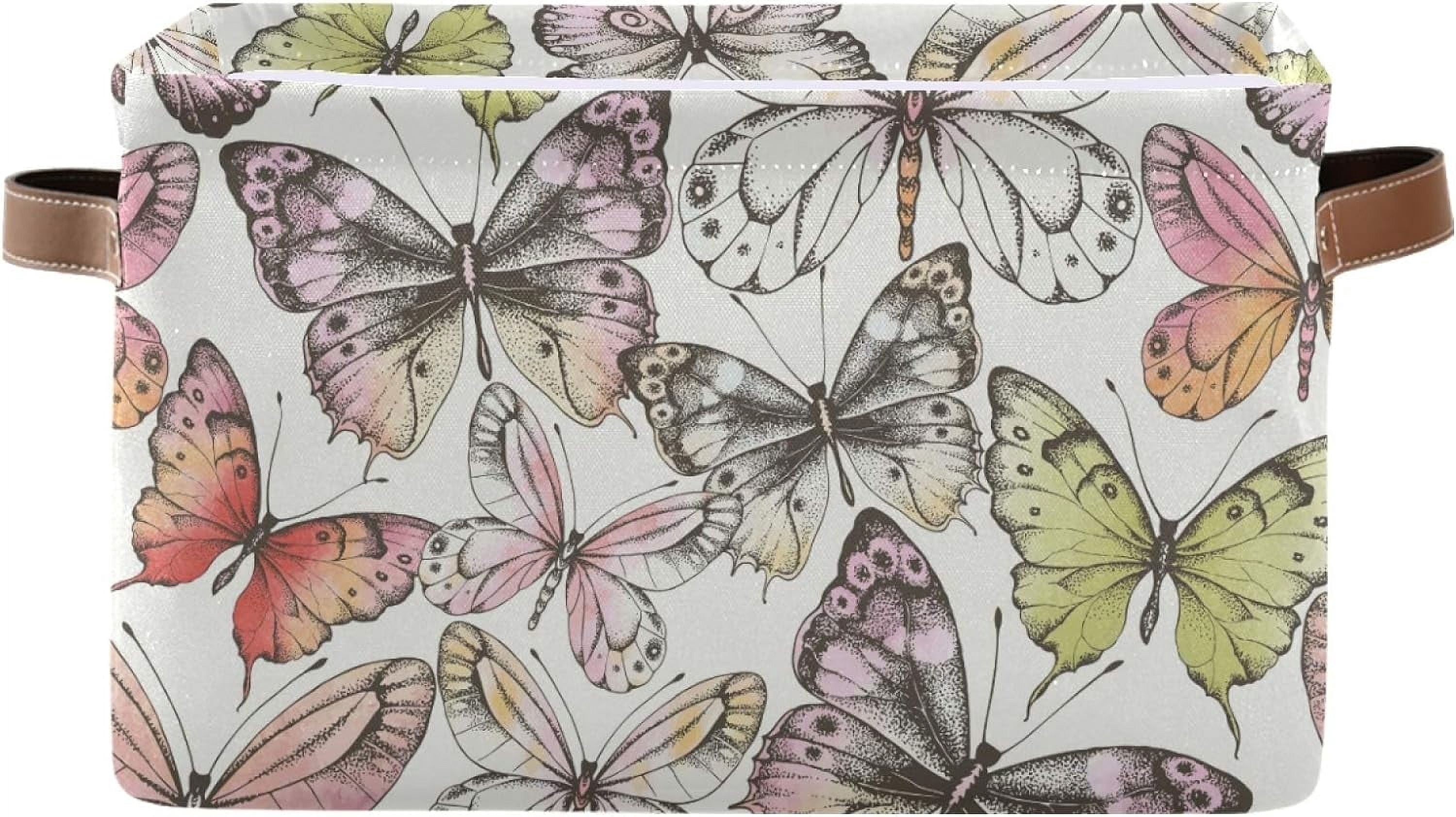 Large Foldable Storage Bin Vintage Butterfly Fabric Storage Baskets ...