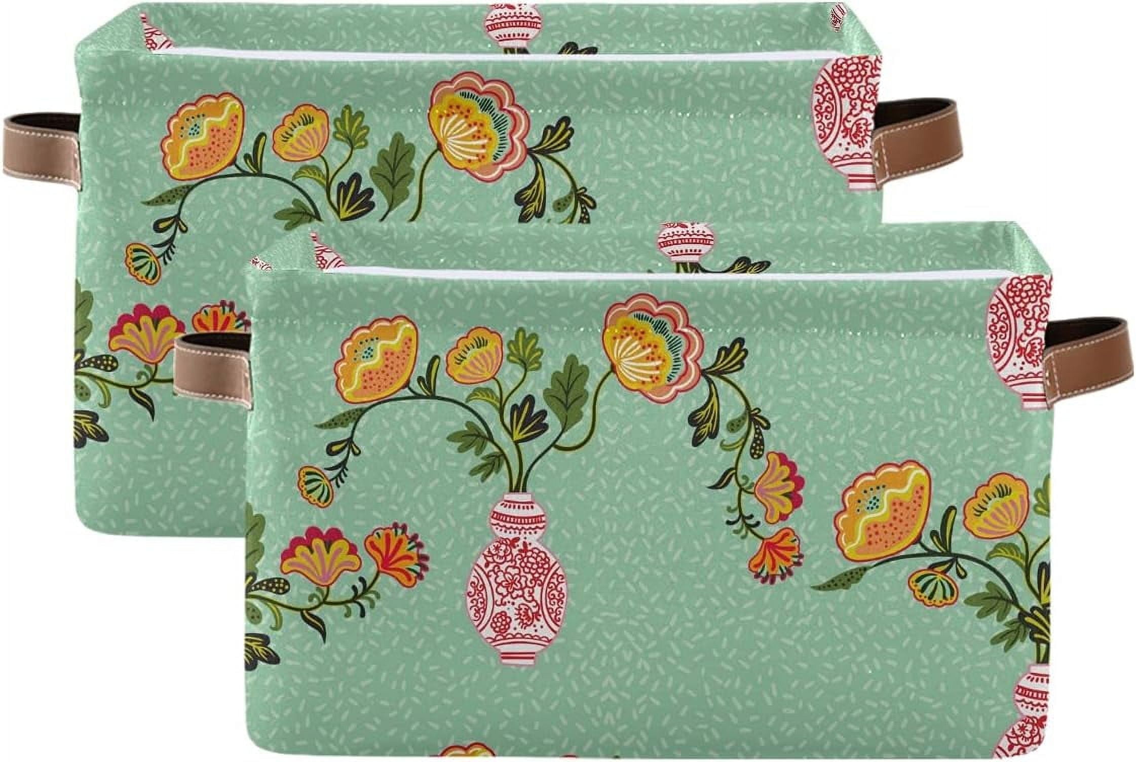 Large Foldable Storage Bin Vintage Ink Chinese Vases Fabric Storage ...