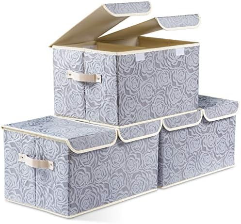 Large Foldable Storage Bins with Lids Fabric Decorative Storage Box ...